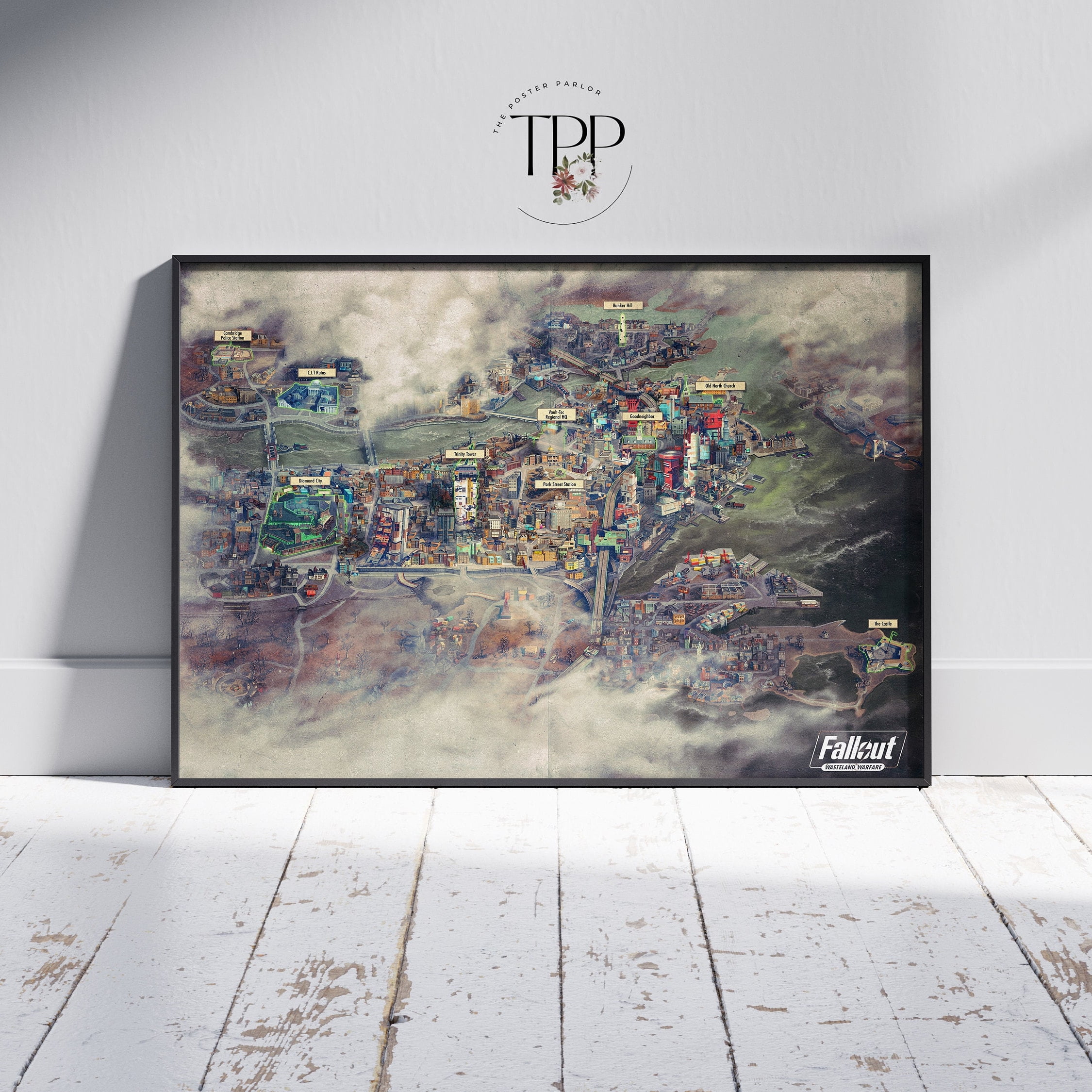 POSTER Fallout 4 Map Poster, Wasteland Warfare Wall Art, Painting ...