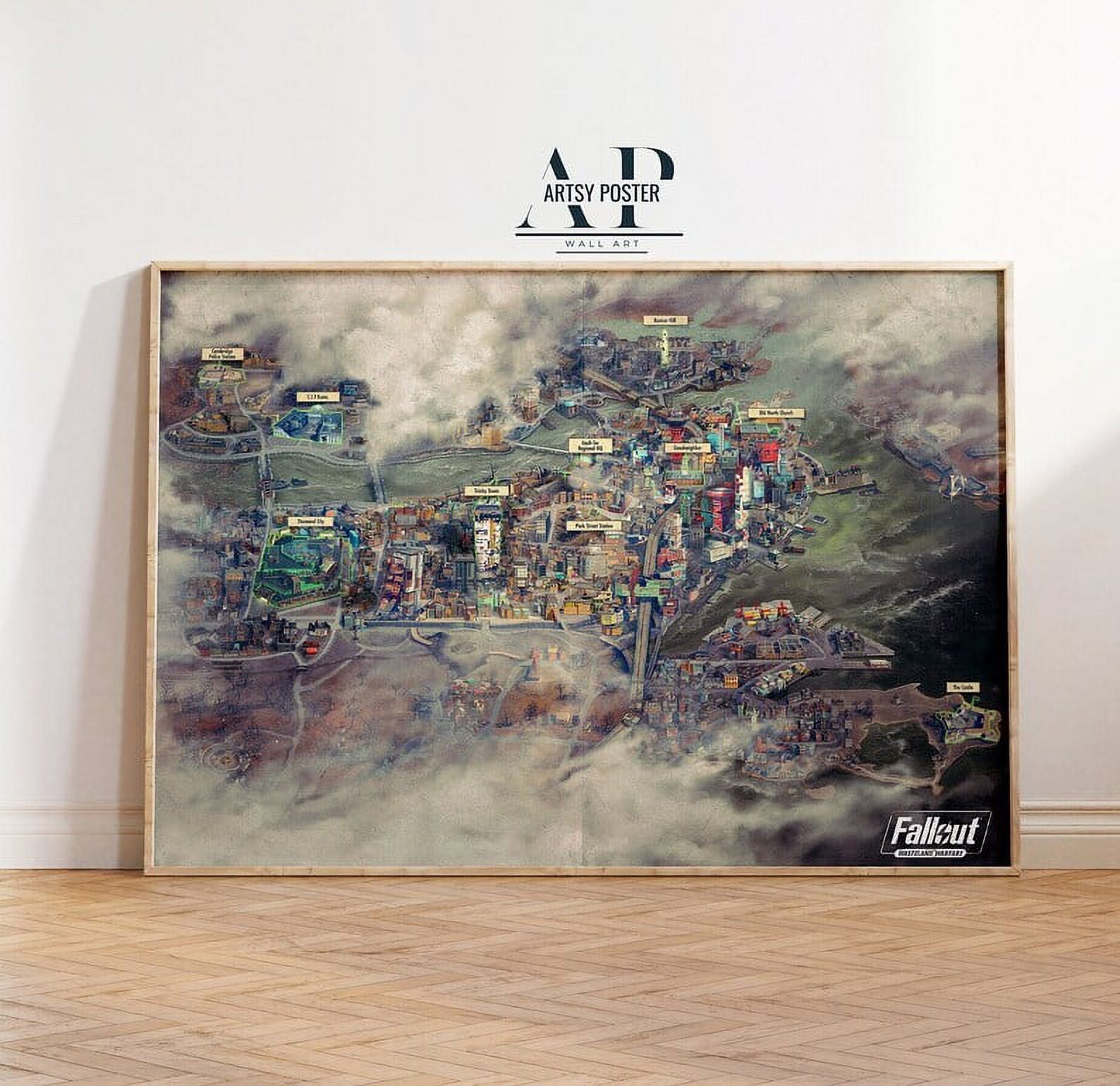 POSTER Fallout 4 Wasteland Warfare Map Poster - Detailed Game World Map ...