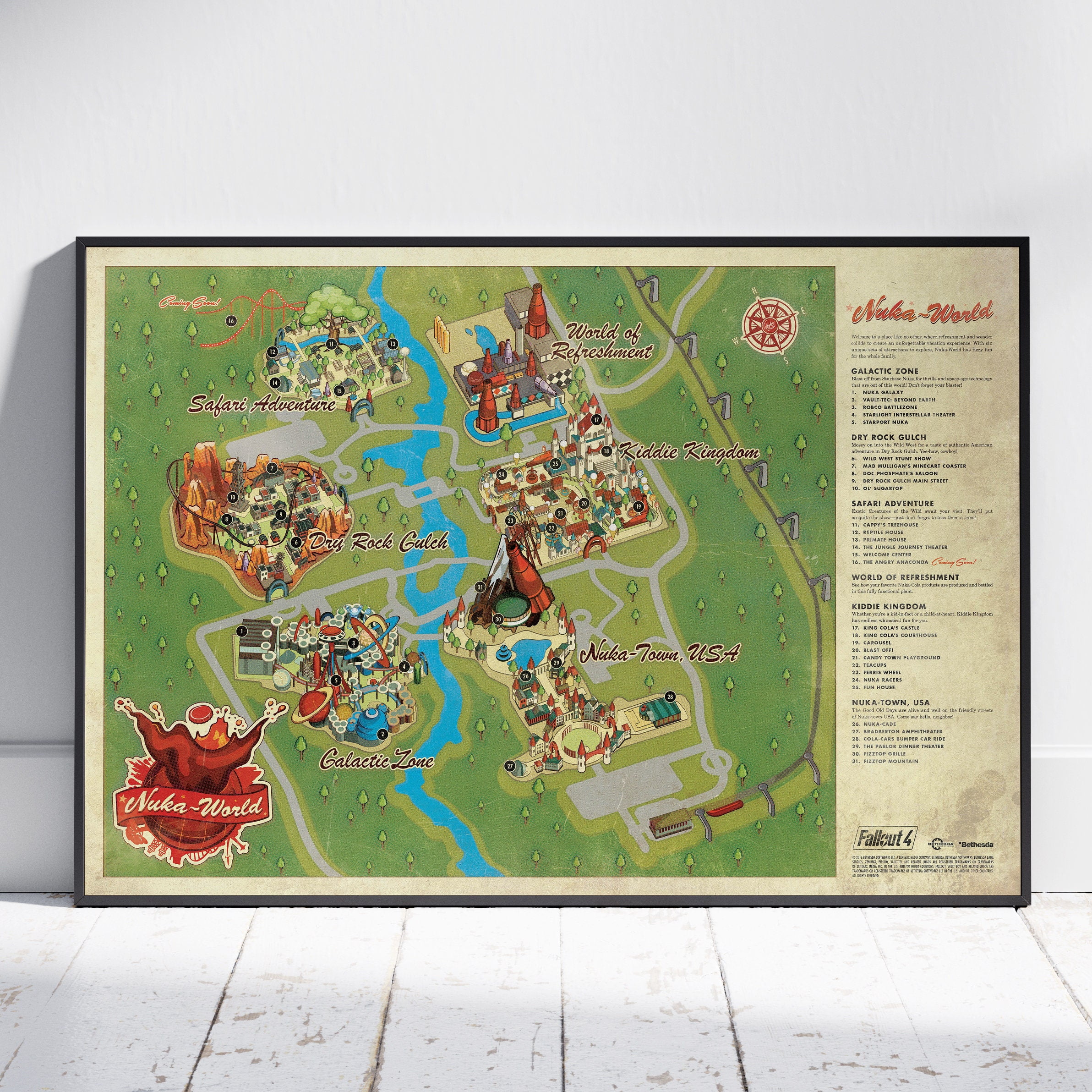 POSTER Fallout Map Poster, Nuka World Wall Art, Game Poster Gift, HQ ...