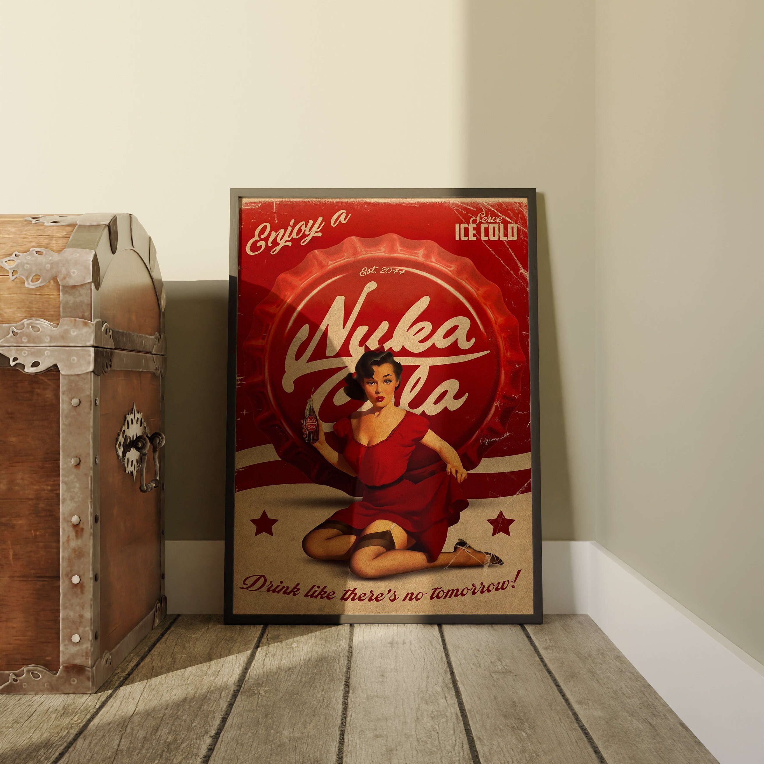 POSTER Fallout Poster, Vault Boy Wall Art, Kraft Paper Print, Retro ...