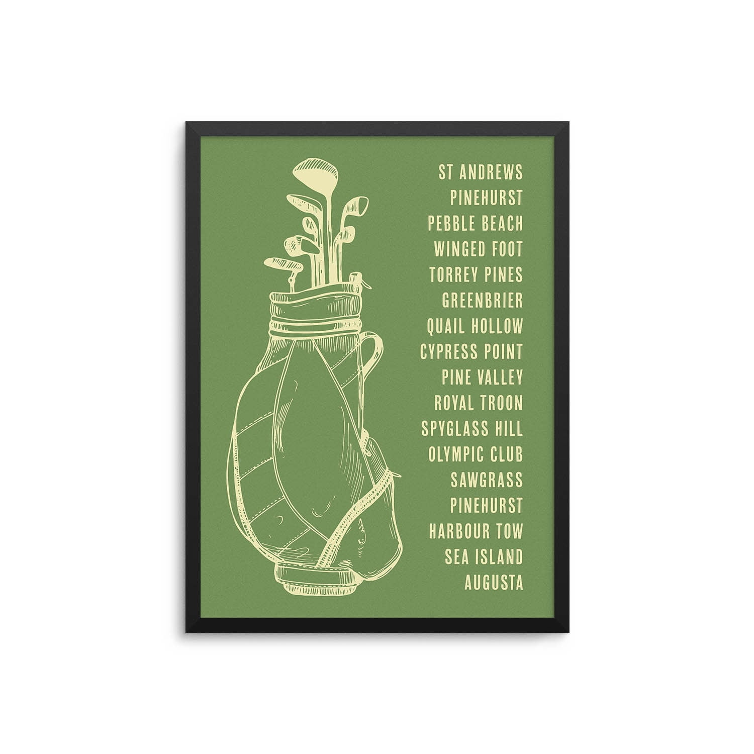 POSTER Famous Golf Courses Poster - St Andrews, Augusta, Pebble Beach ...