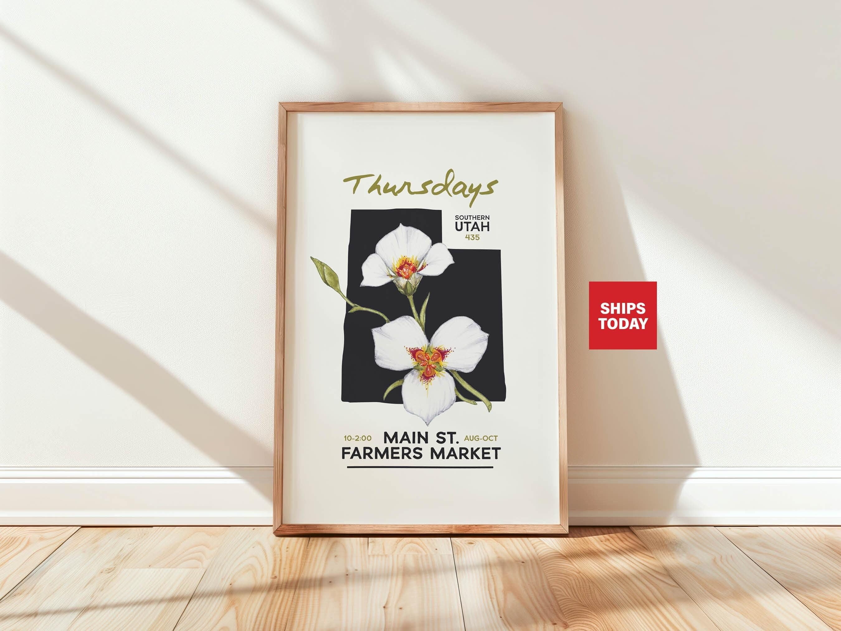 POSTER Farmhouse Sego Lily Print Retro Kitchen Art Decor Utah Sego Lily ...