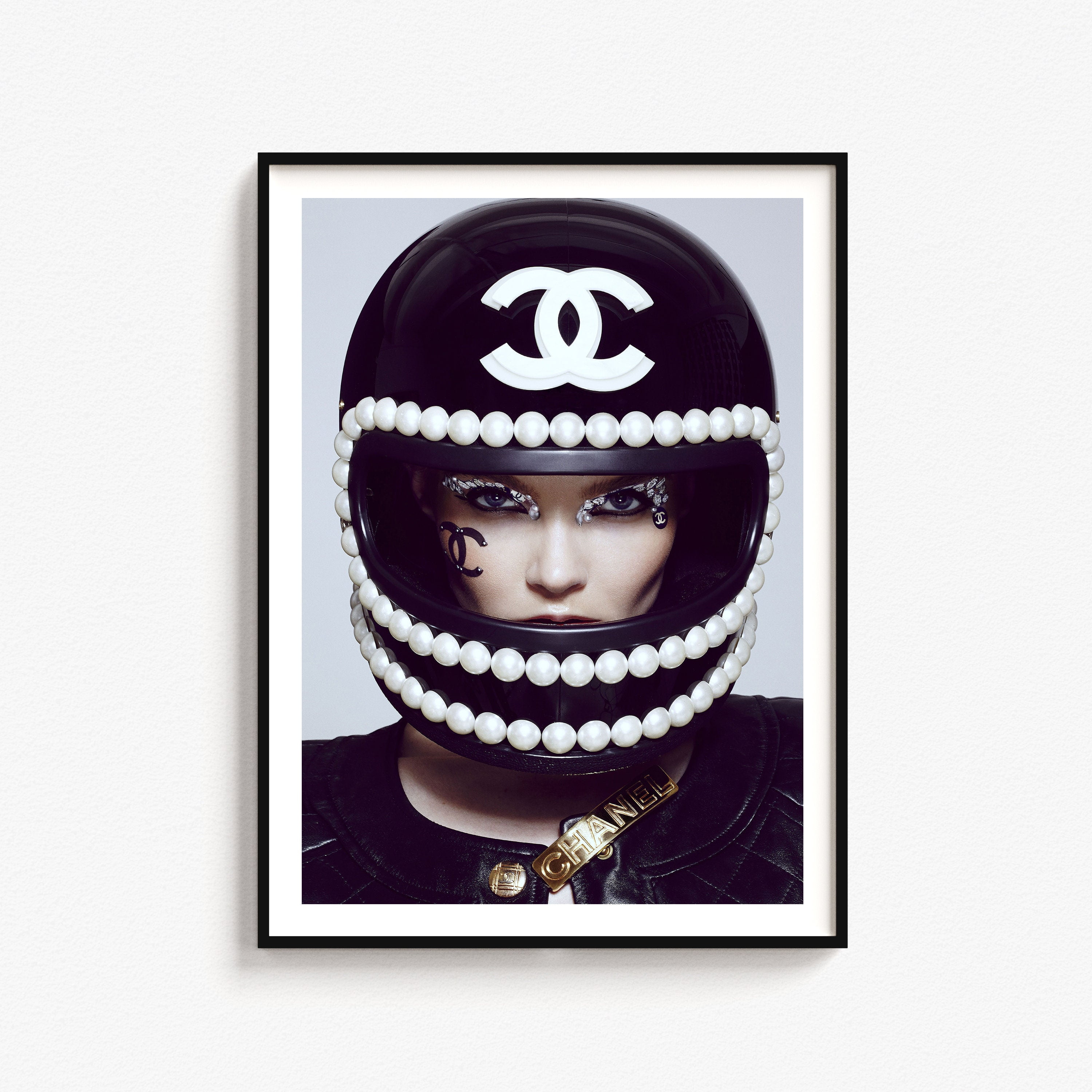 POSTER Fashion Magazine, Wall Art, Model Wearing Helmet, Pearl Helmet ...