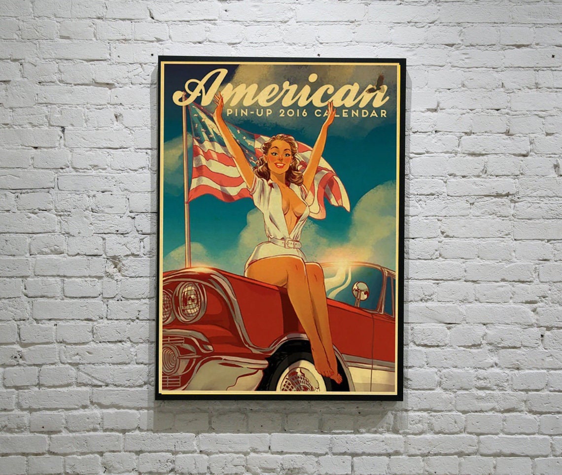 Poster Fashion Trend Sexy Pin Up Girl Poster Military Bar Cafe Home Wall Decor Retro Kraft Paper