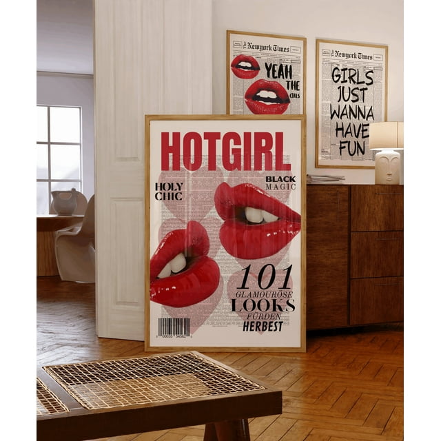 POSTER Fashion Wall Art, 70s Wall Art, Red Lips Poster, Girly Prints ...