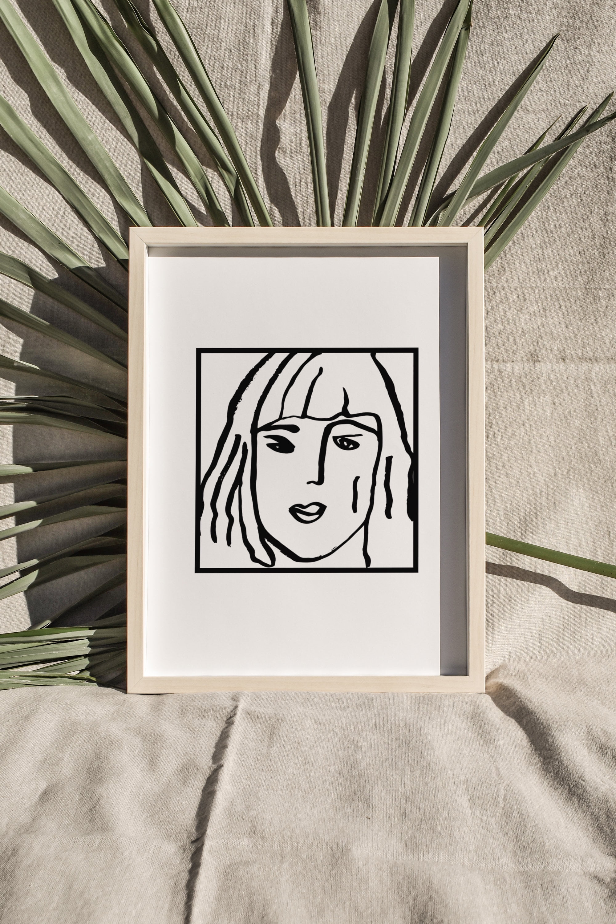 POSTER Female Face Sketch Art Print Modernist Woman Drawing Wall Art ...