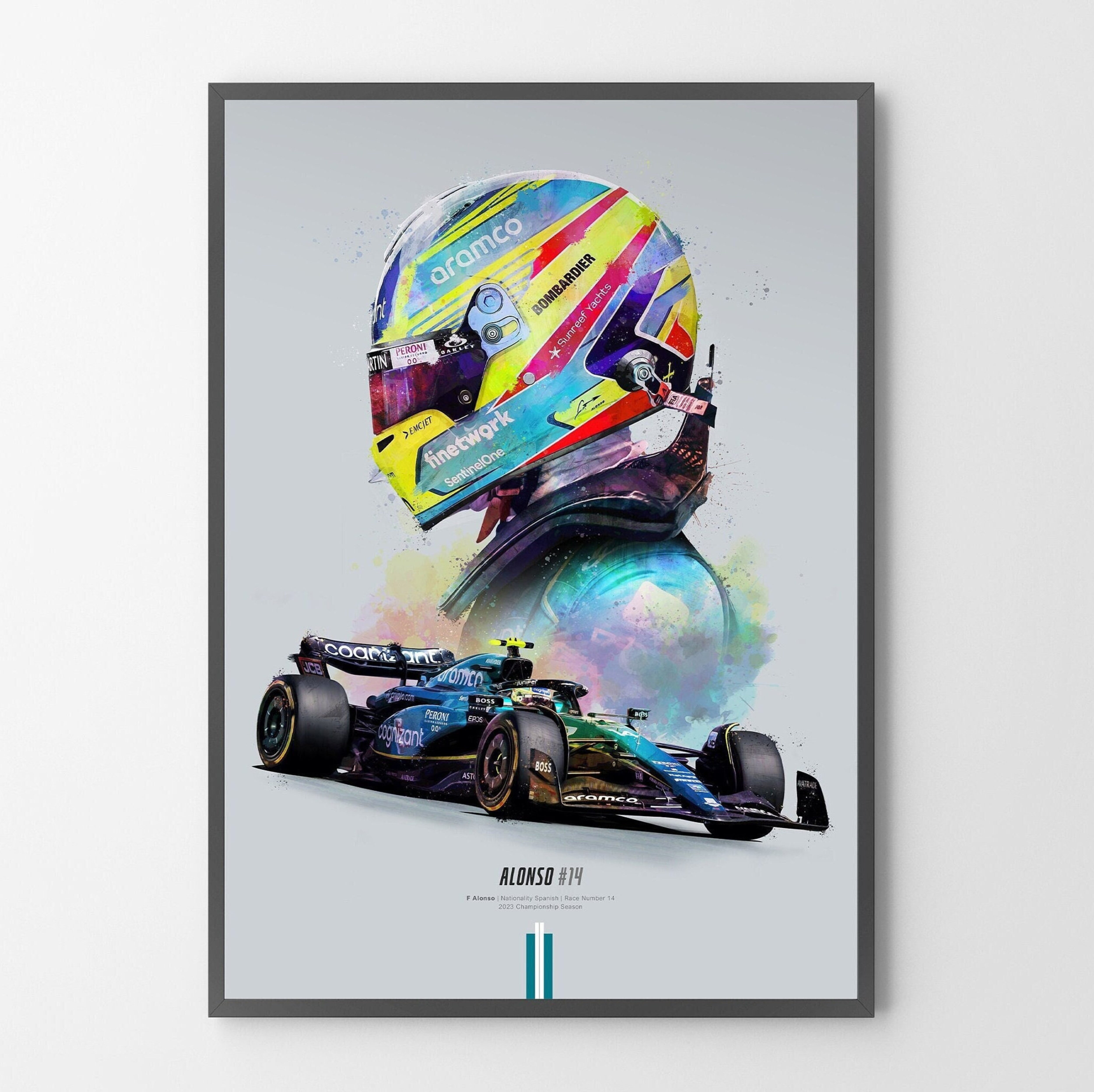 POSTER Fernando Alonso F1 Poster Print, Wall Art Illustration Aston ...