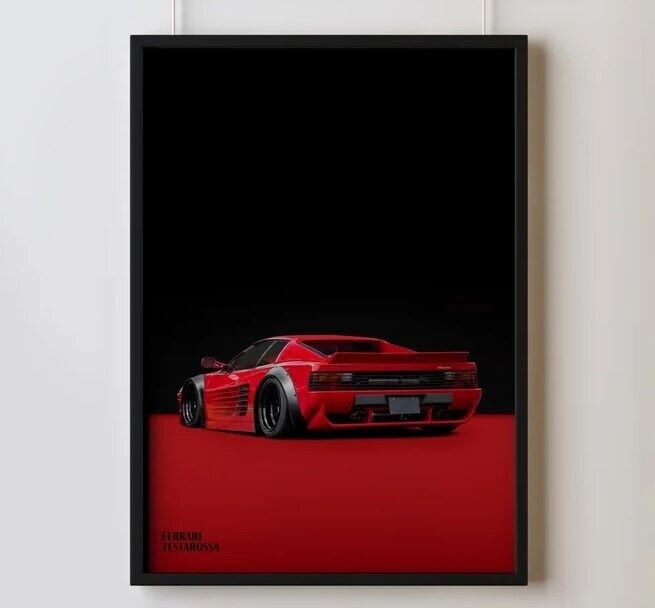 POSTER Ferrari Testarossa A3 Poster. , Red Ferrari poster, red car ...