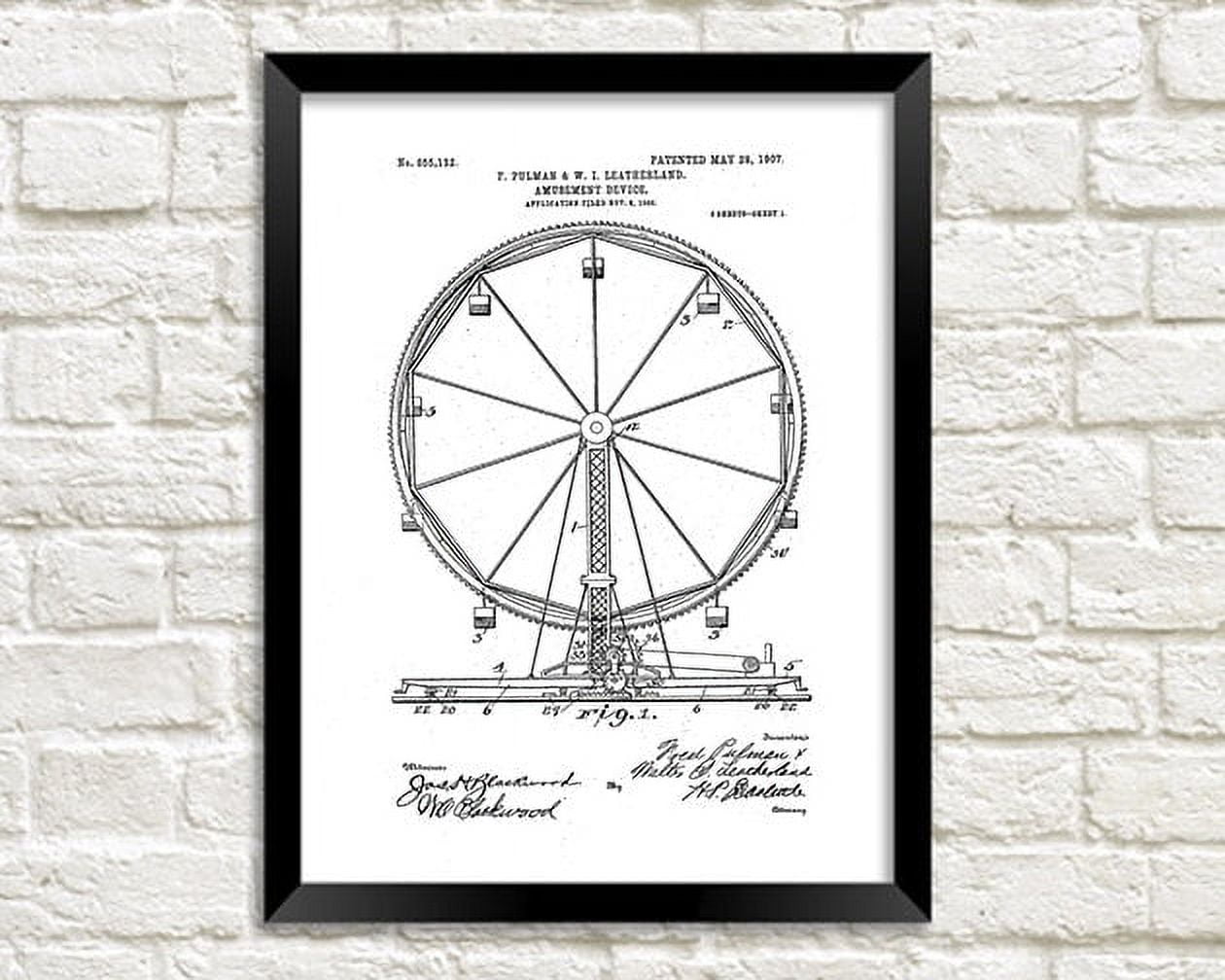 POSTER Ferris Wheel Patent Print: Fun Fairground Ride Blueprint Art ...