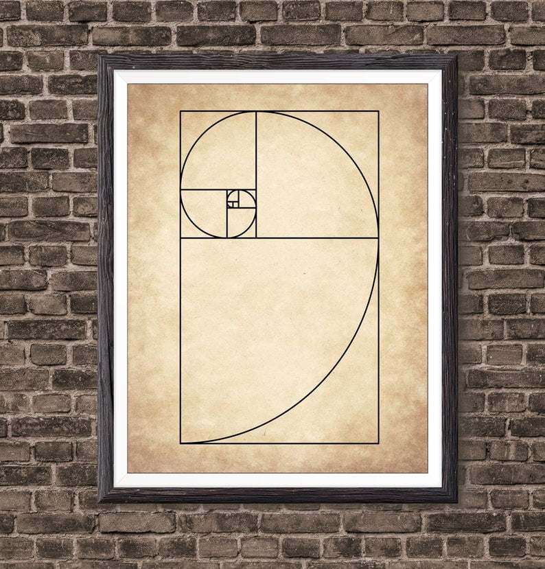 Poster Fibonacci Spiral Golden Ratio Wall Art, Mathematics Fibonacci ...