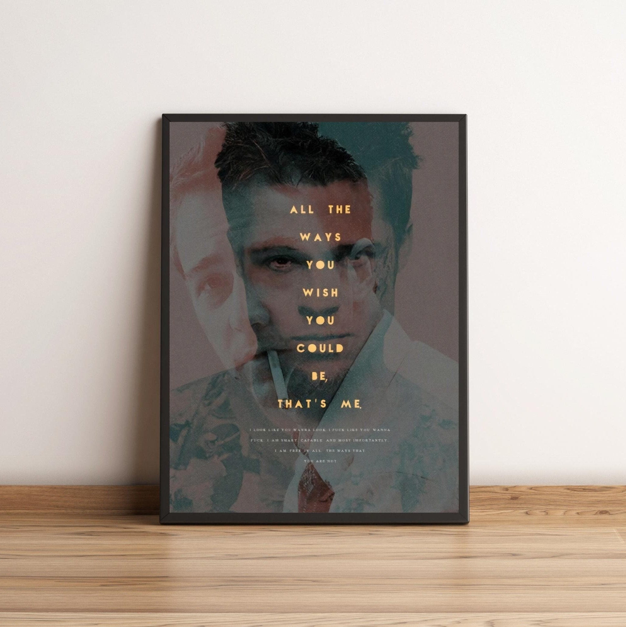 POSTER Fight Club Poster, Tyler Durden Poster, Brad Pitt Wall Art ...
