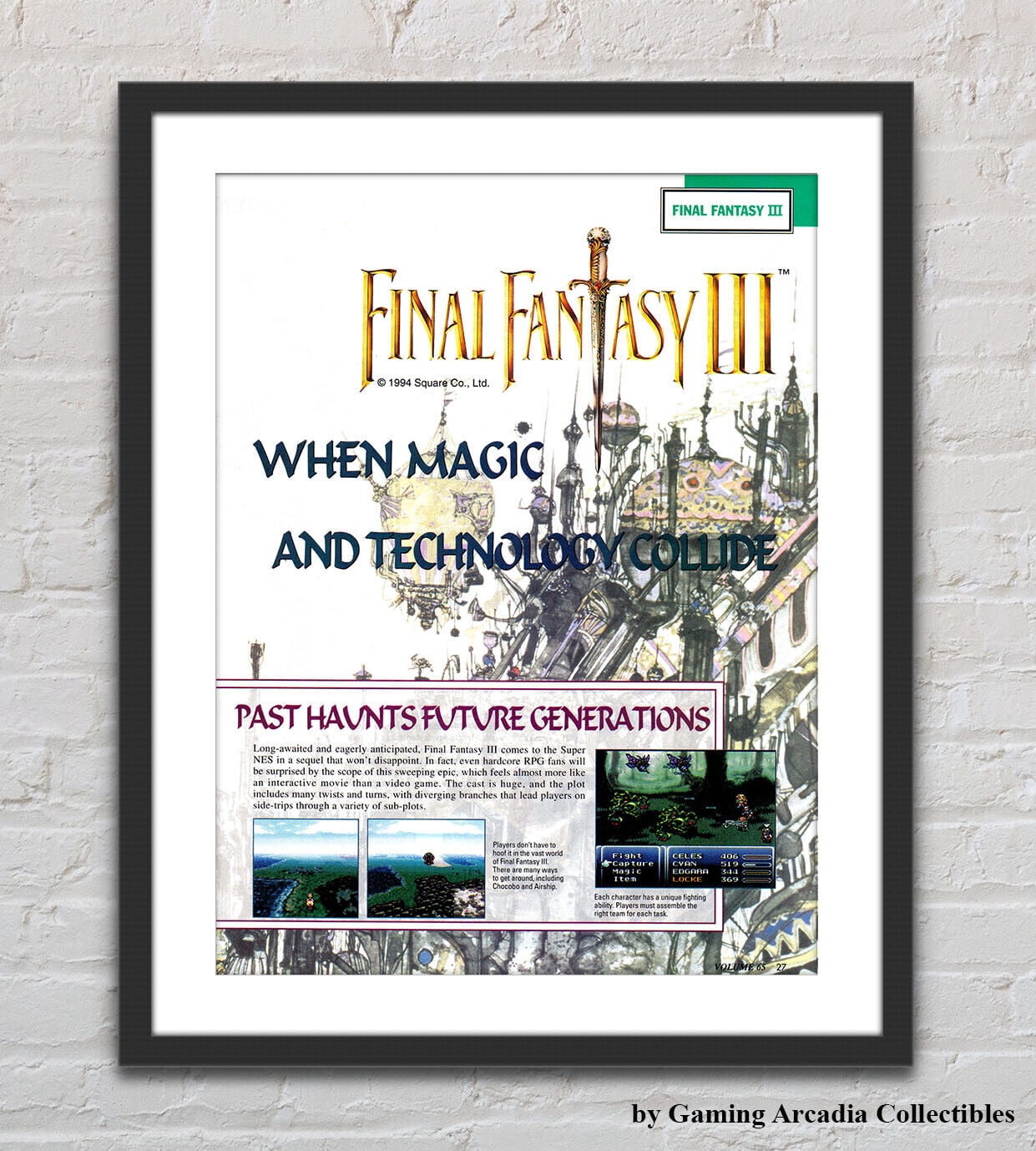 POSTER Final Fantasy III Super Nintendo SNES Poster-16x24-UNFRAMED ...