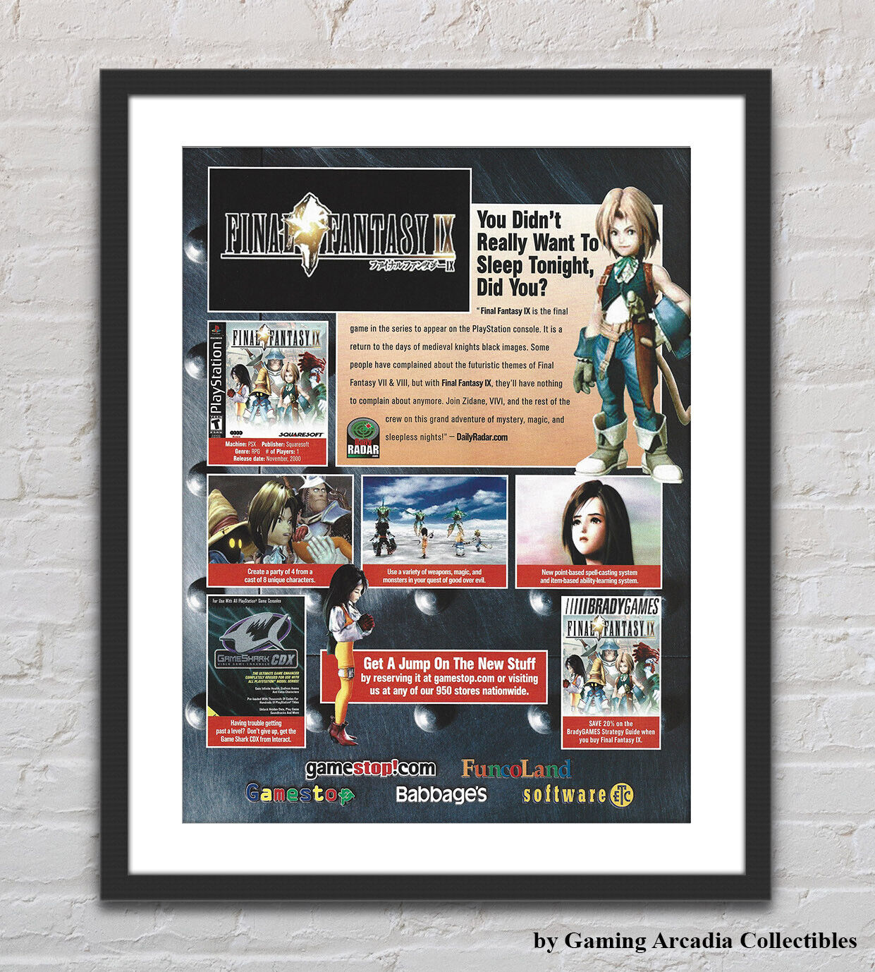 POSTER Final Fantasy IX PS1 FuncoLand GameStop Poster-12x18-UNFRAMED ...