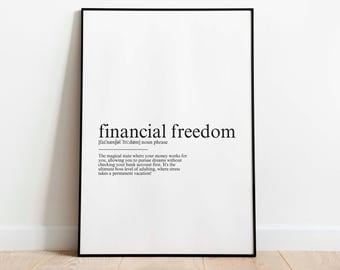 POSTER Financial Freedom Definition Poster, decor Poster, Motivational ...