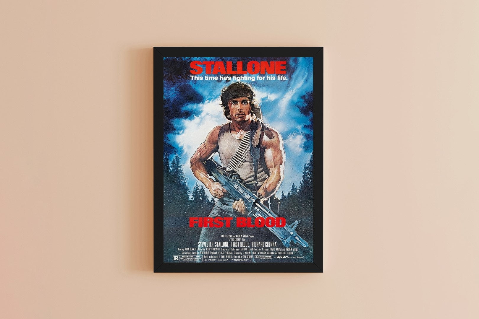 POSTER First Blood Rambo Sylvester Stallone Film / Movie Advertising ...