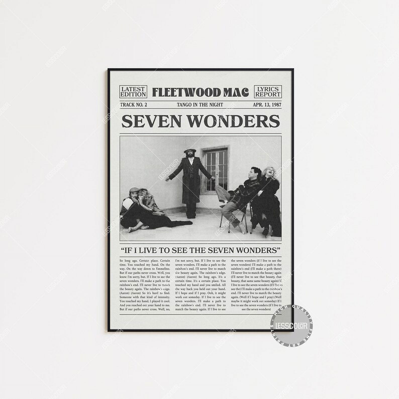 POSTER Fleetwood Mac Retro Newspaper Print, Seven Wonders Poster, Seven ... POSTER Fleetwood Mac Retro Newspaper Print, Seven Wonders Poster, Seven ...