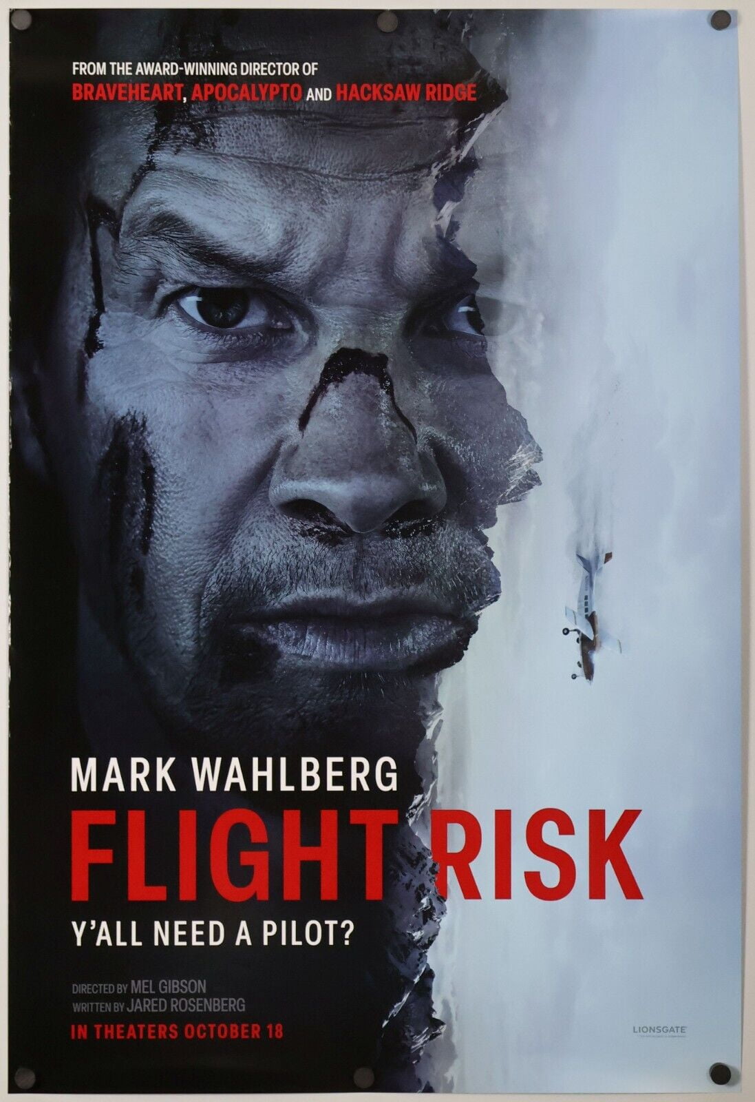 POSTER Flight Risk - original DS movie poster 2024 - Mark Wahlberg ...