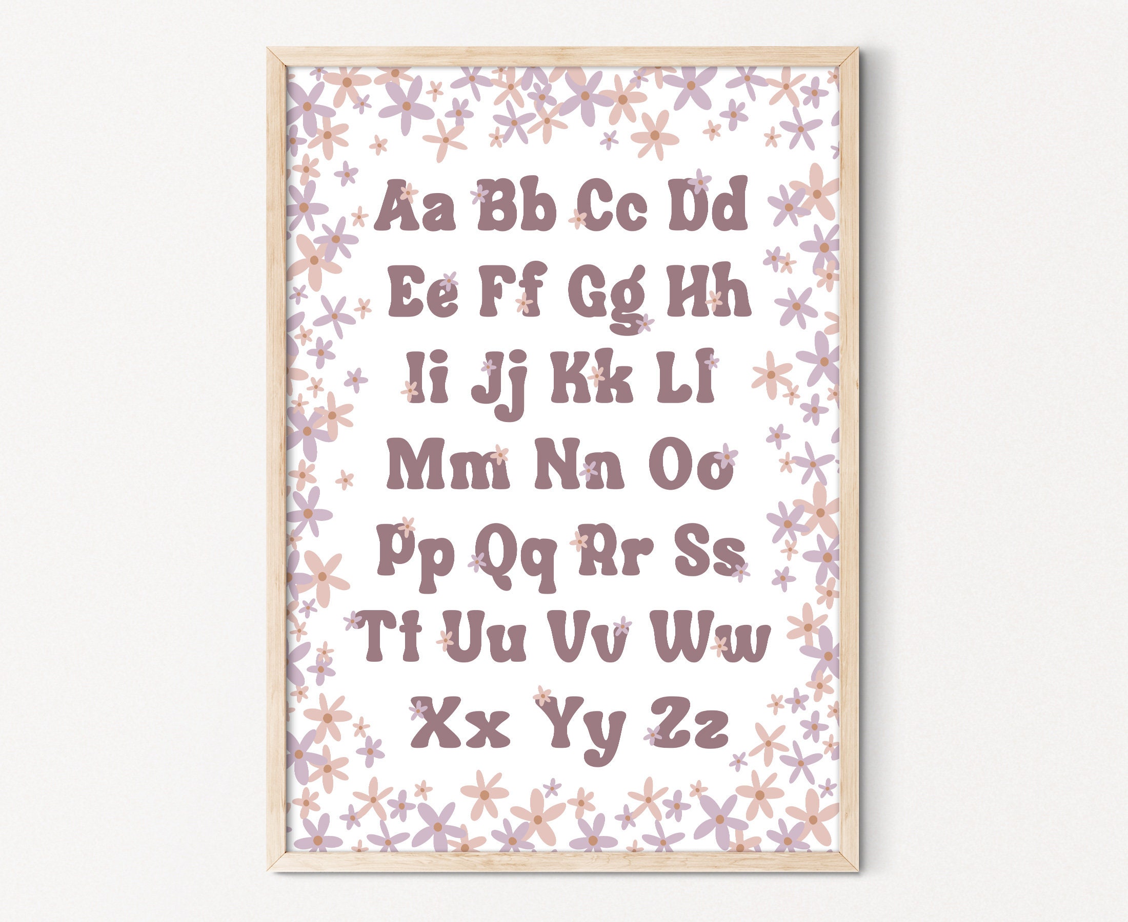 POSTER Floral Alphabet Printable Educational Poster for Girls Decor ...