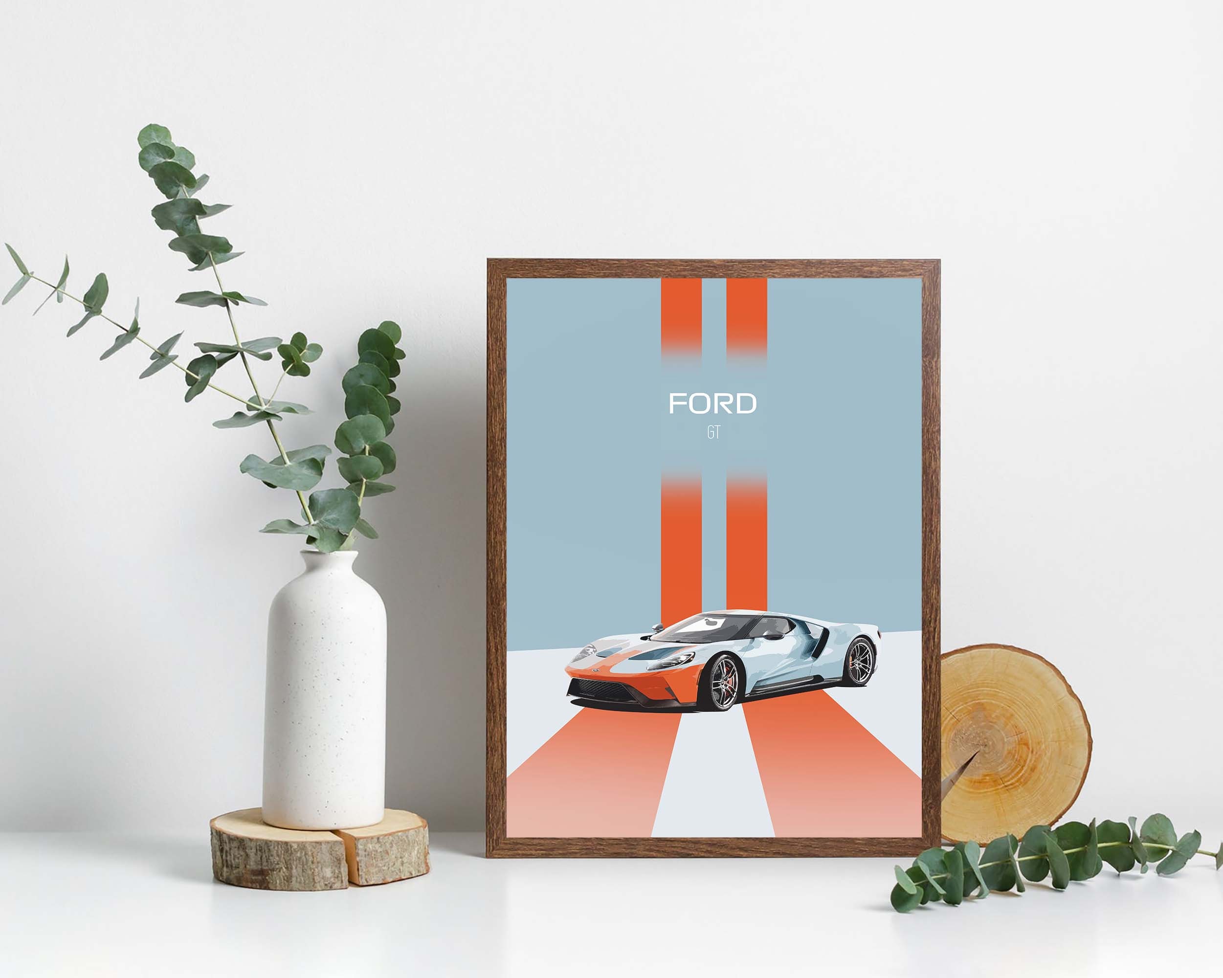 POSTER Ford GT Gulf wall art, Ford GT race car poster, hyper car prints ...