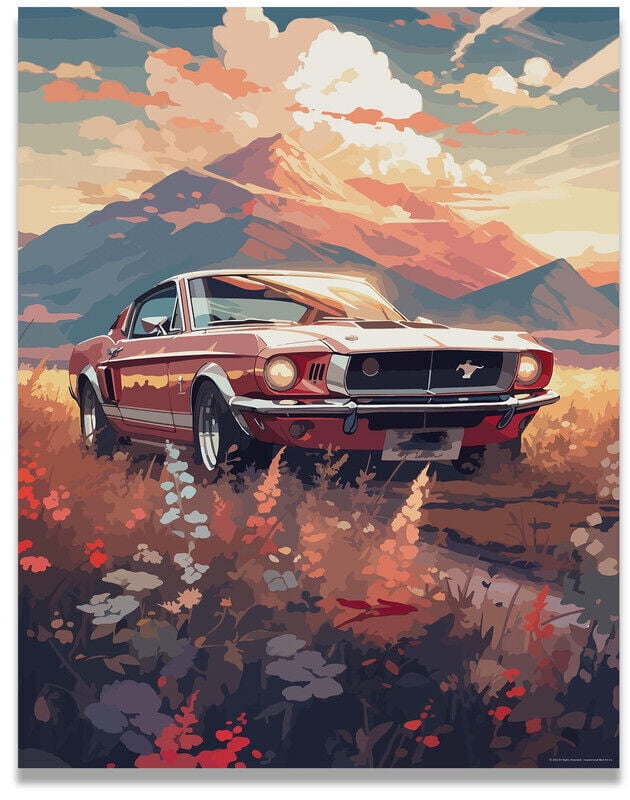 POSTER Ford Mustang Poster Room Classic Car Decor Art Garage Wall-8x12 ...