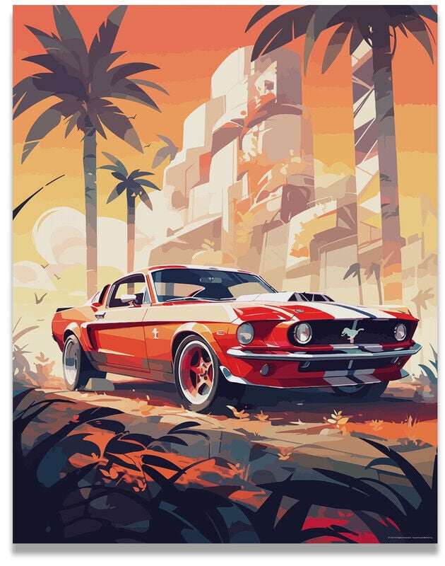POSTER Ford Mustang Poster Room Classic Car Decor Art Wall-8x12 ...