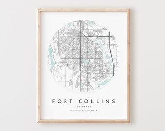 POSTER Fort Collins Map Print, Fort Collins Map Poster City Wall Art ...