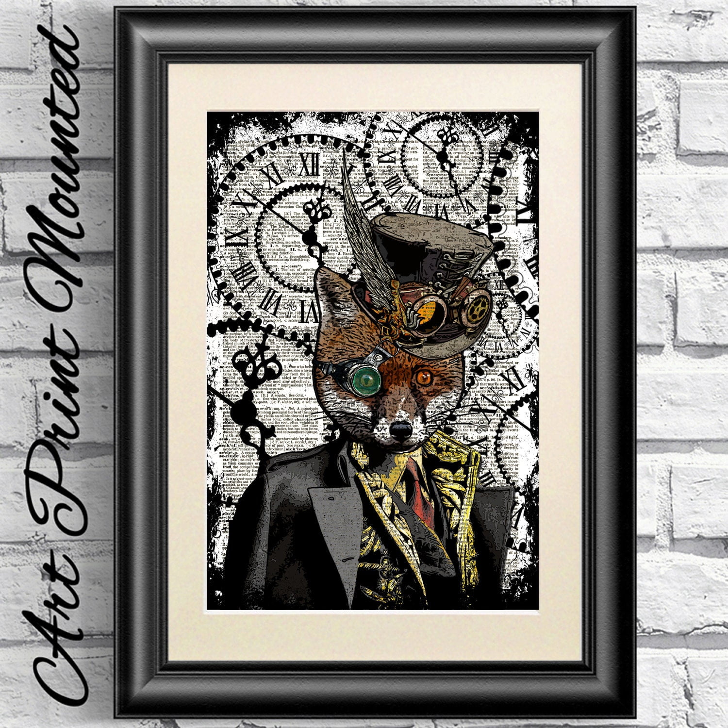 POSTER Fox Print, Steampunk Dandy Fox, Dictionary Book Page Print ...