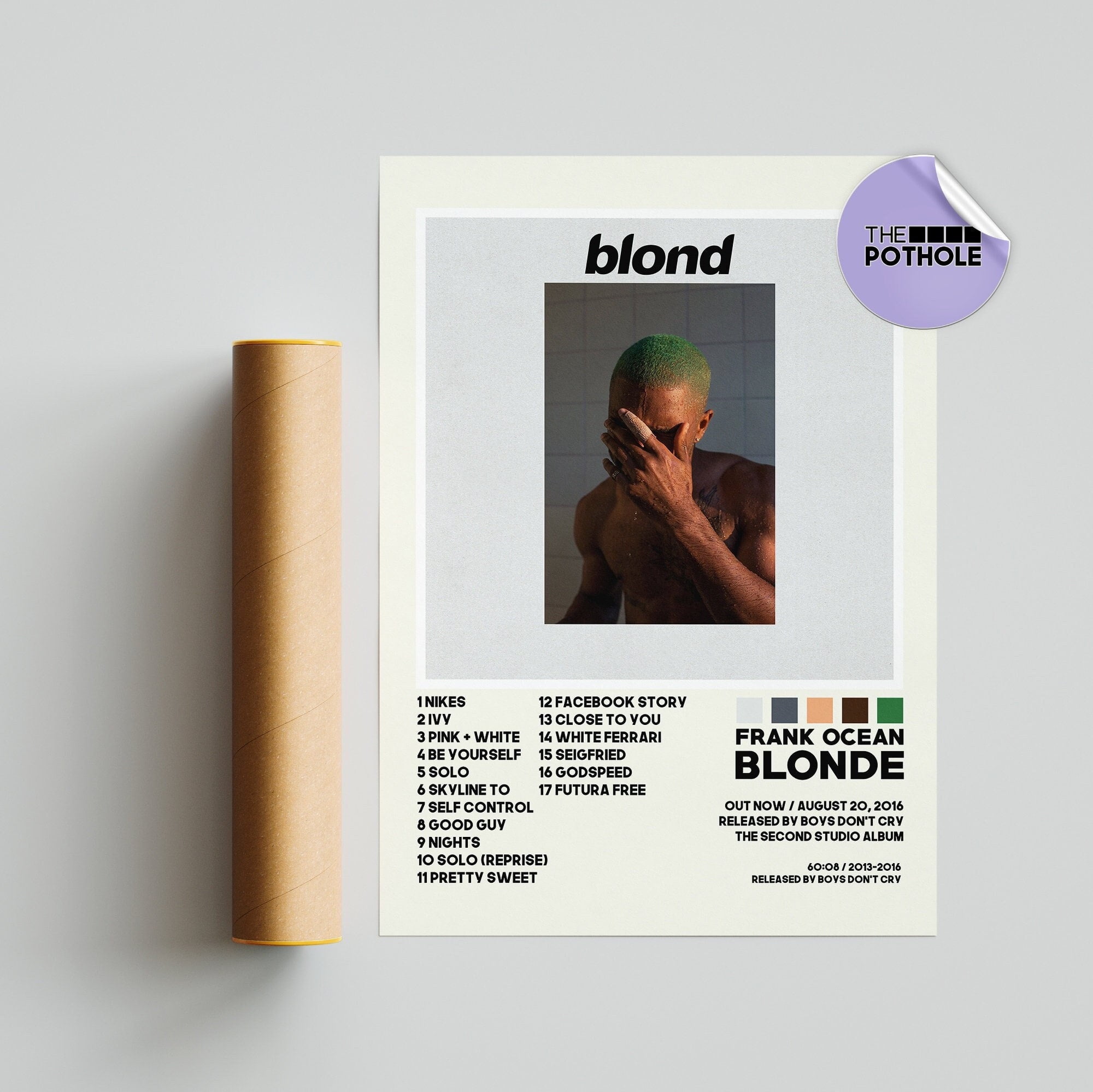 POSTER Frank Ocean Posters / Blonde Poster / Blonde Tracklist / Album ...