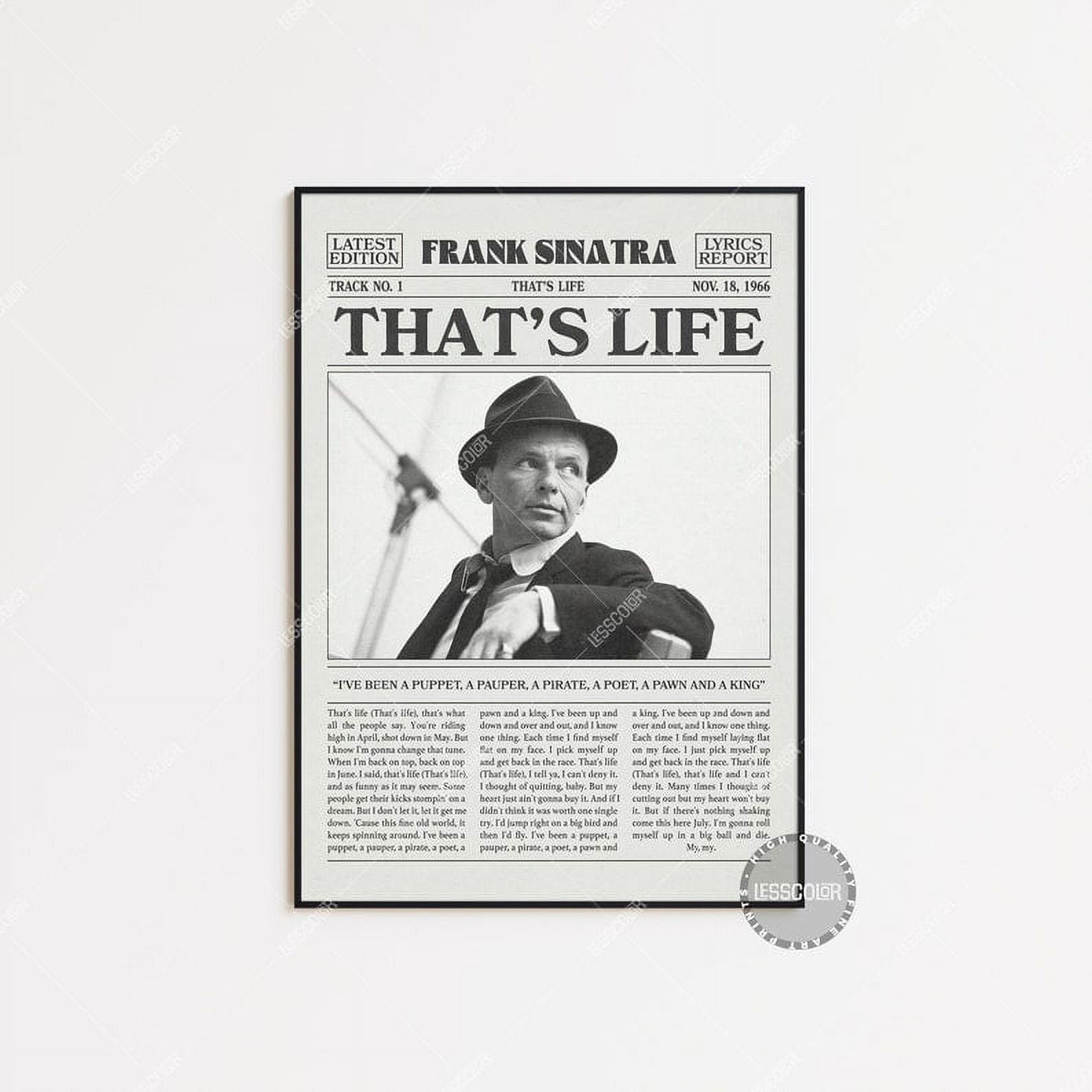 POSTER Frank Sinatra Retro Newspaper Print, That's Life Poster, That's ...