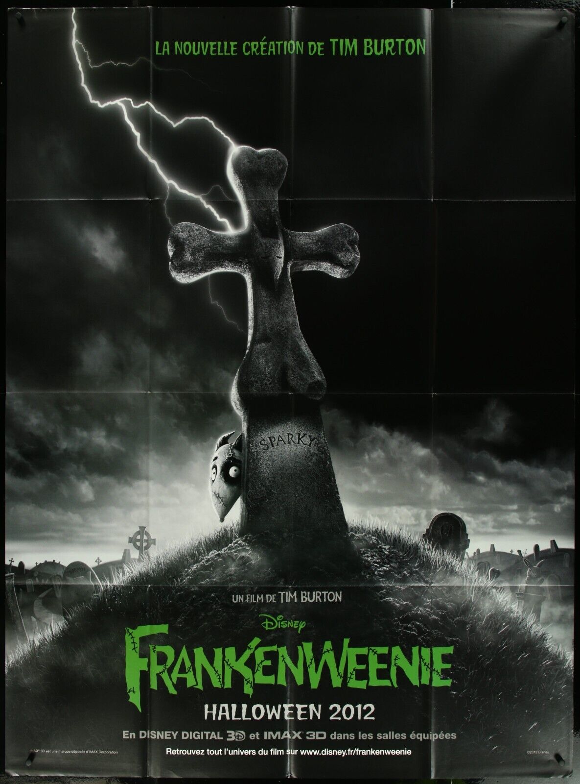 POSTER Frankenweenie - original movie poster French 1P Tim Burton-24x36 ...