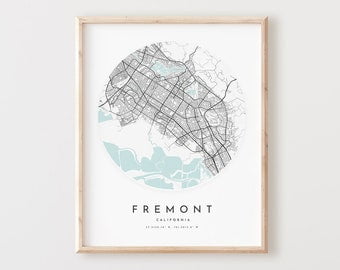 POSTER Fremont Map Print, Fremont Map Poster City Wall Art, Ca Road Map ...