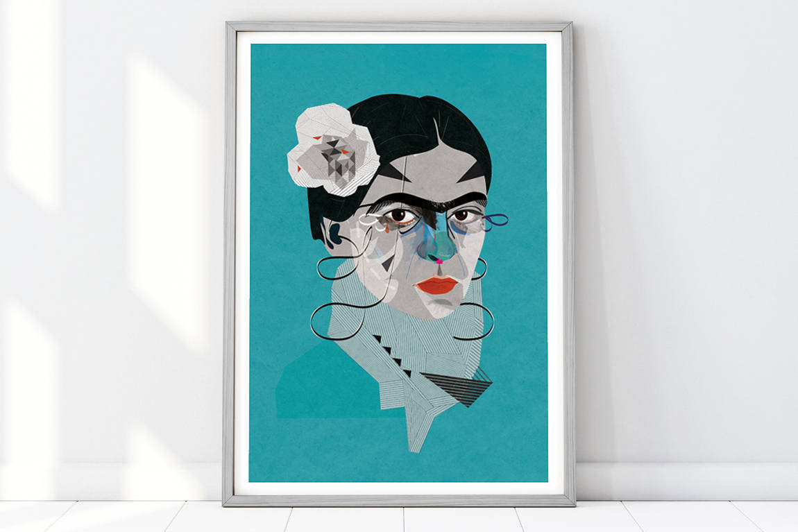 POSTER Frida Blue | llustration art giclée print | signed art frida ...