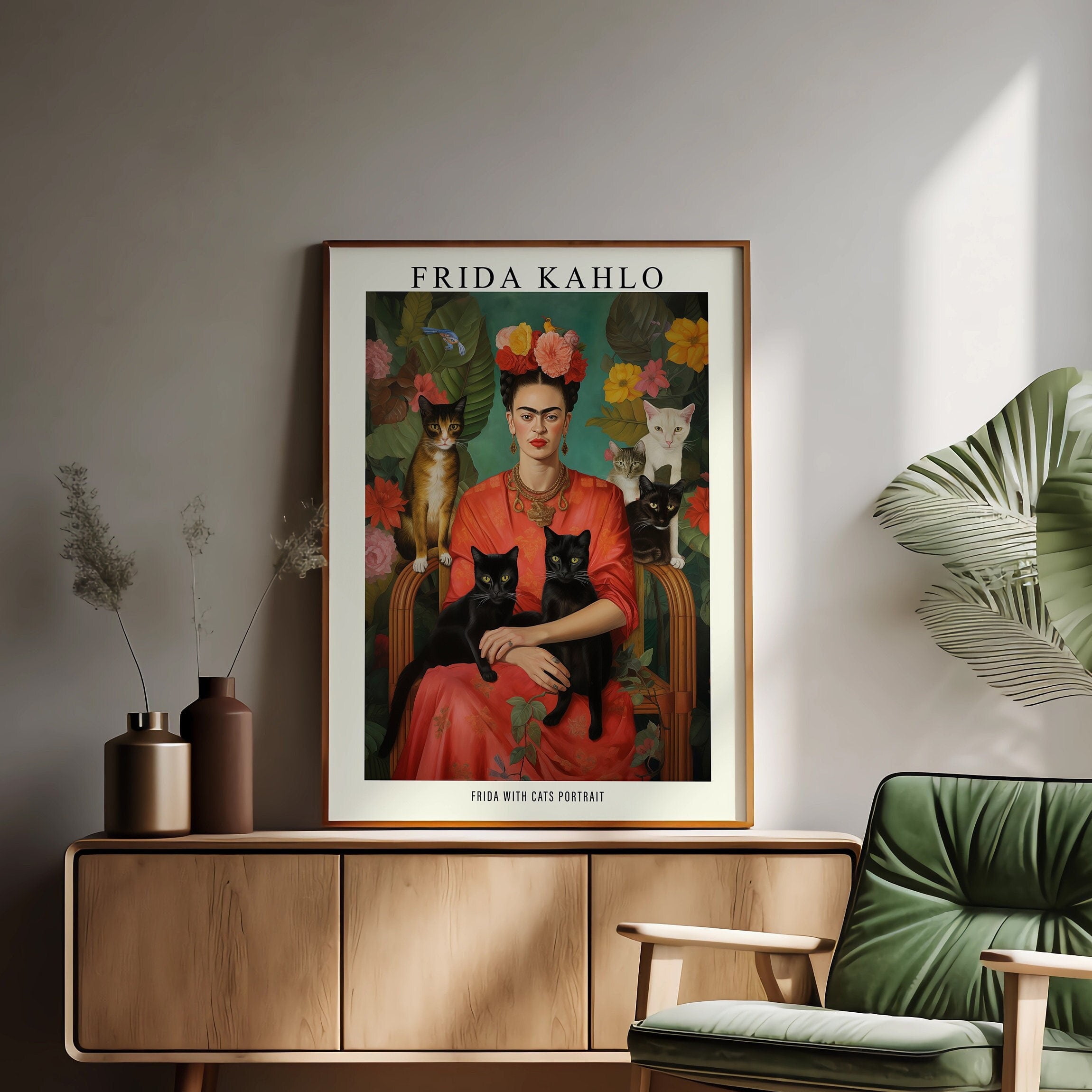 POSTER Frida Kahlo Cats and Flowers Poster, Frieda Kahlo, Frida Khalo ...