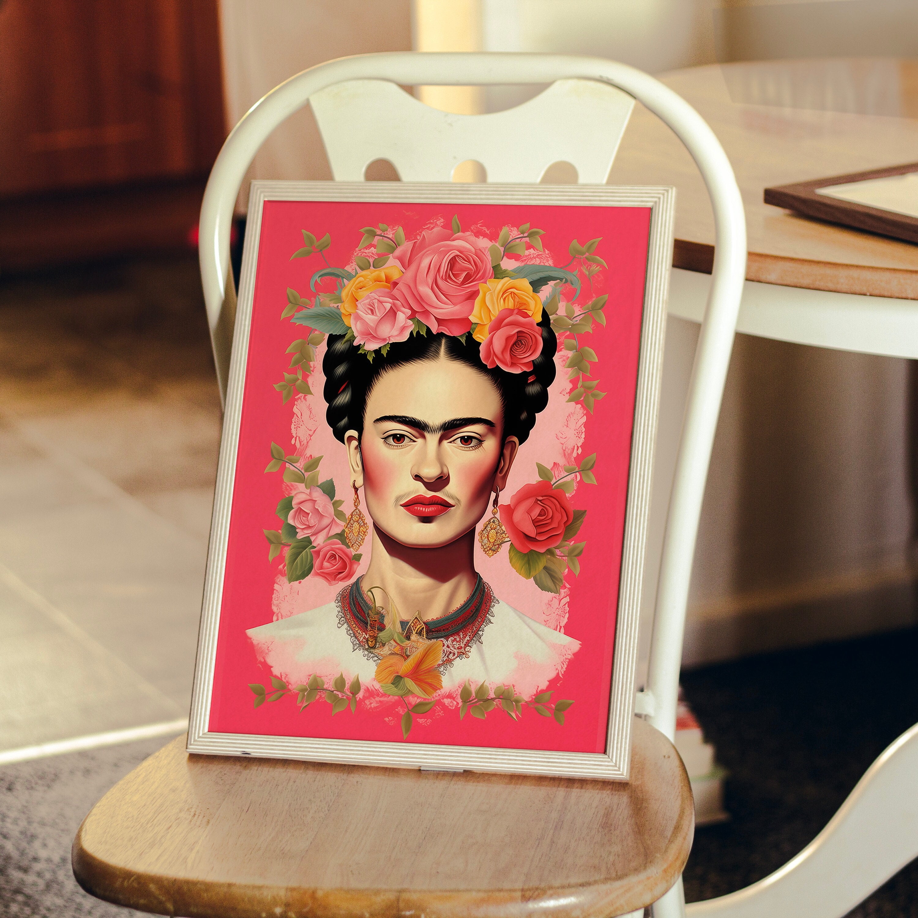 POSTER Frida Kahlo Pink Pop Art Portrait, Feminist Pin, Girly Room ...