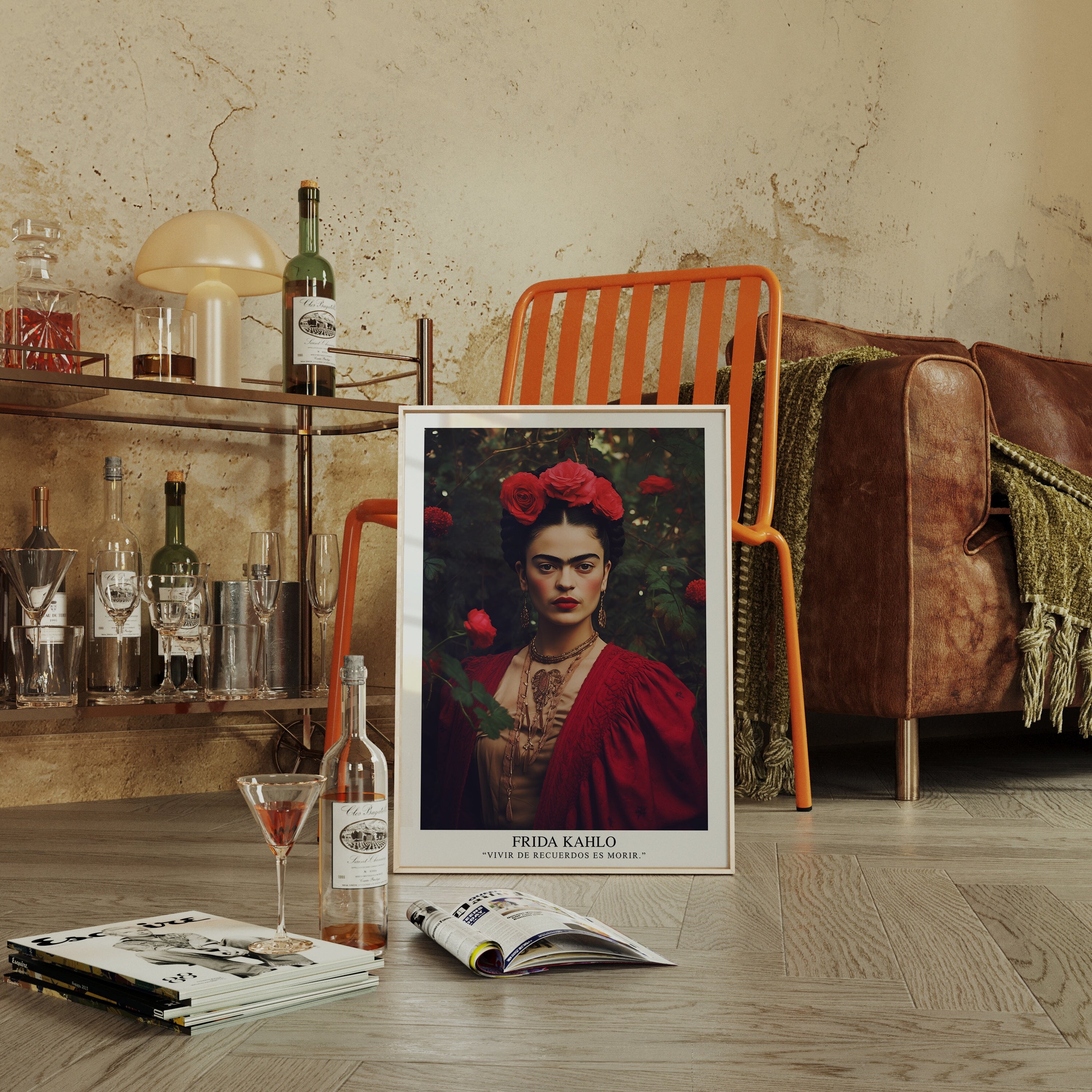 POSTER Frida Kahlos Print, Frida Kahlo Photo with Red Roses ...