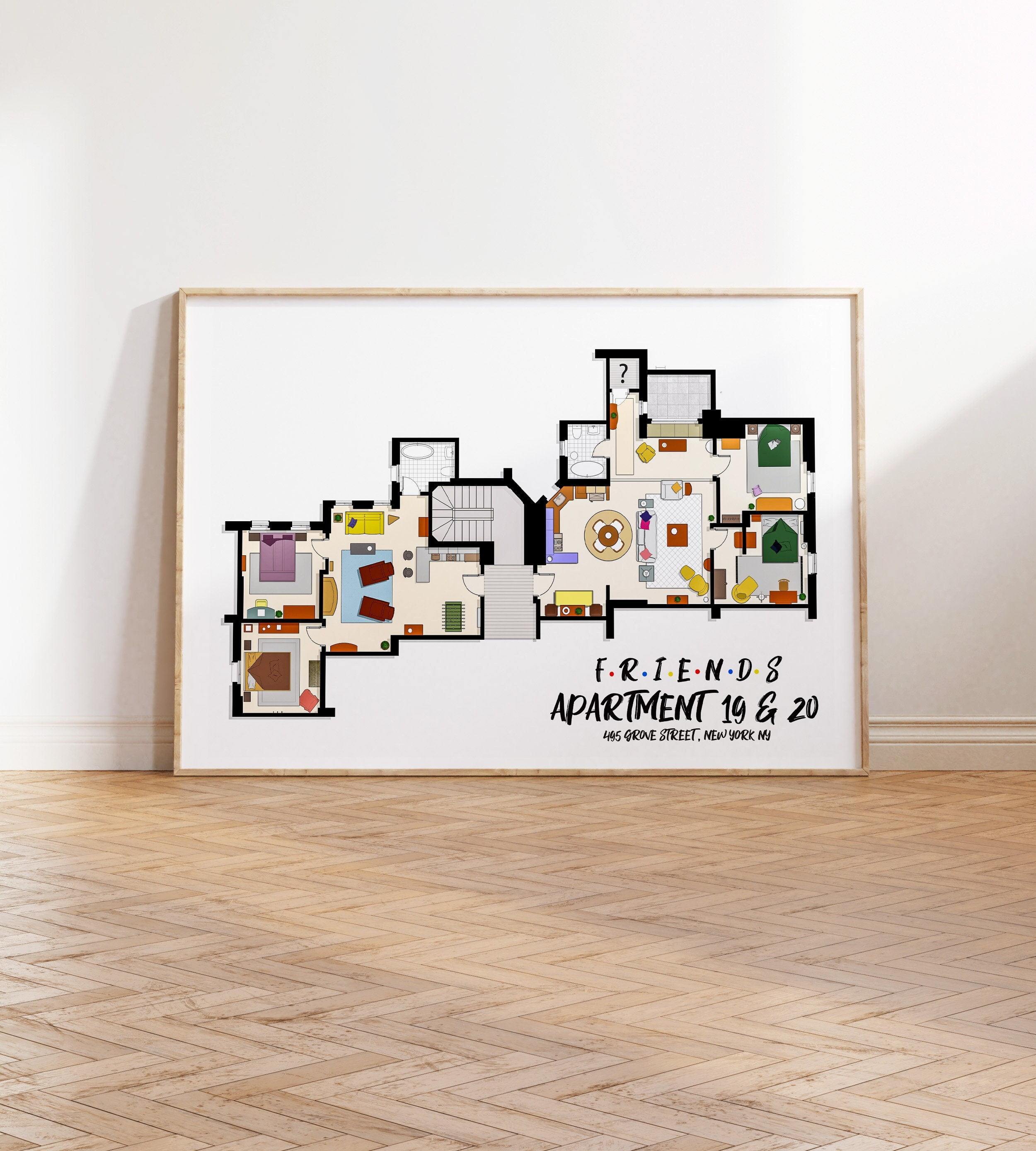 POSTER Friends TV Show Apartment Floor Plan-Friends TV Show Layout ...