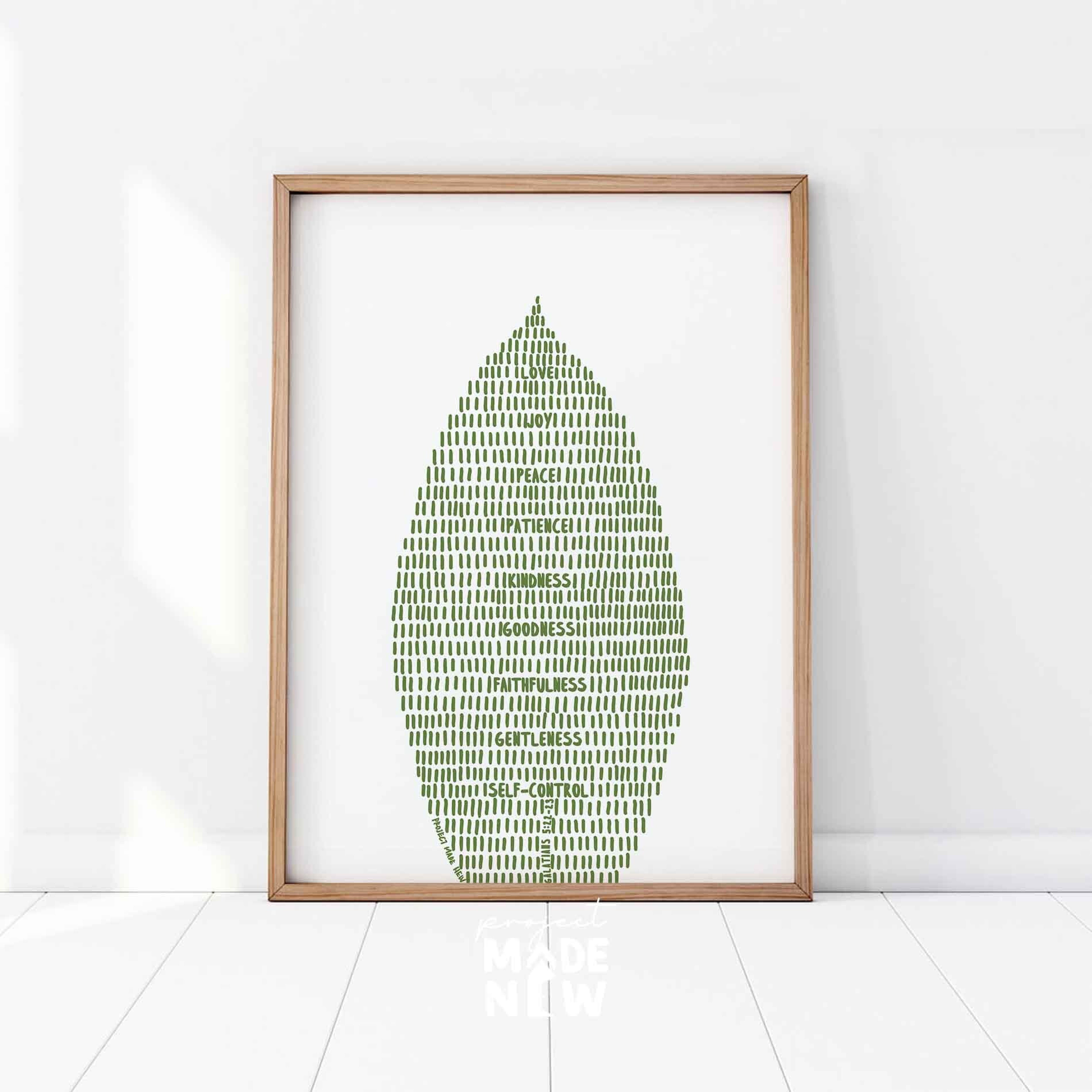 POSTER Fruit of the Spirit Plant Love Joy Peace, Green Bible Art ...