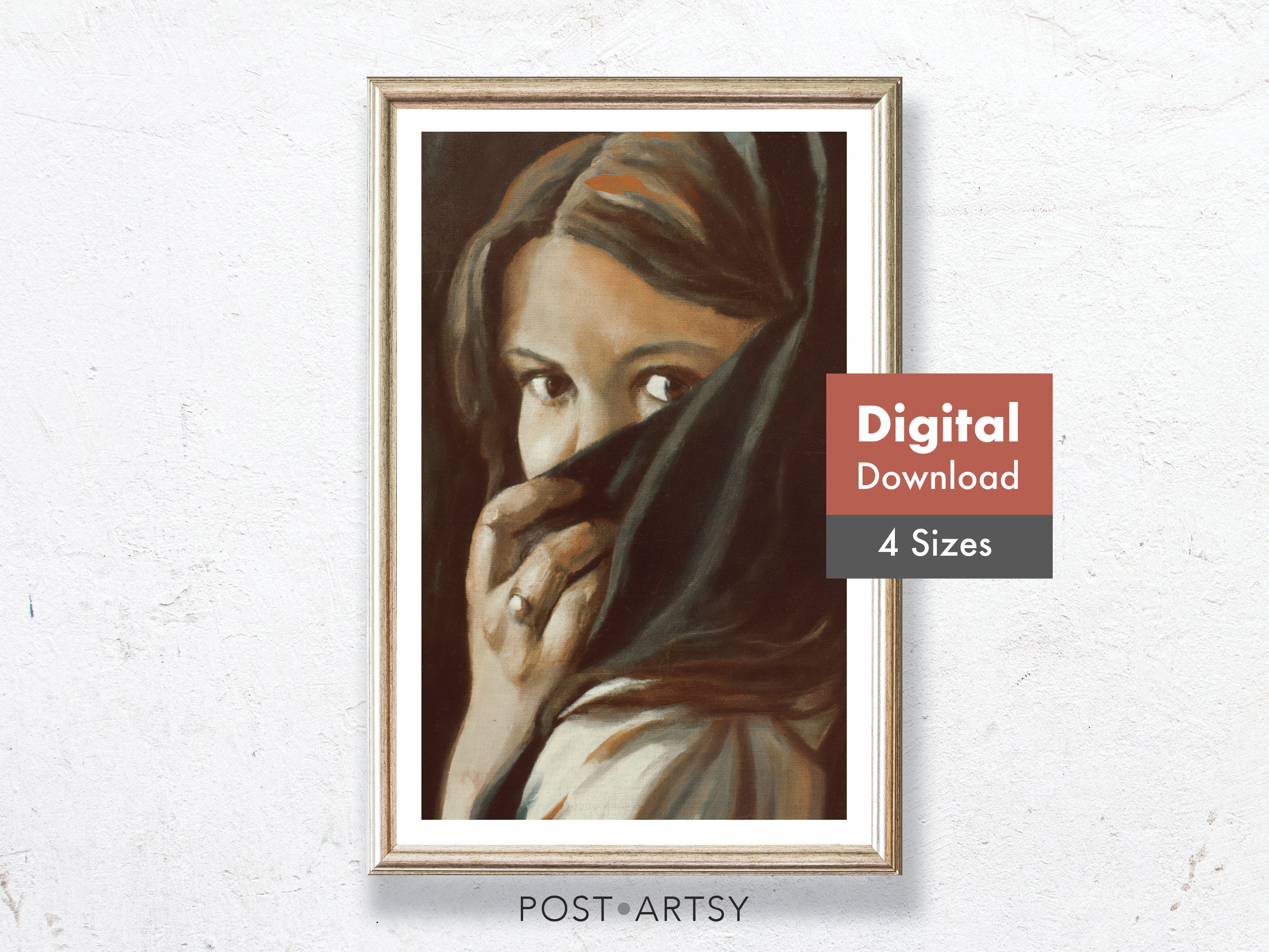 POSTER Funny Bathroom Wall Art Decor Classical Woman Painting Art ...
