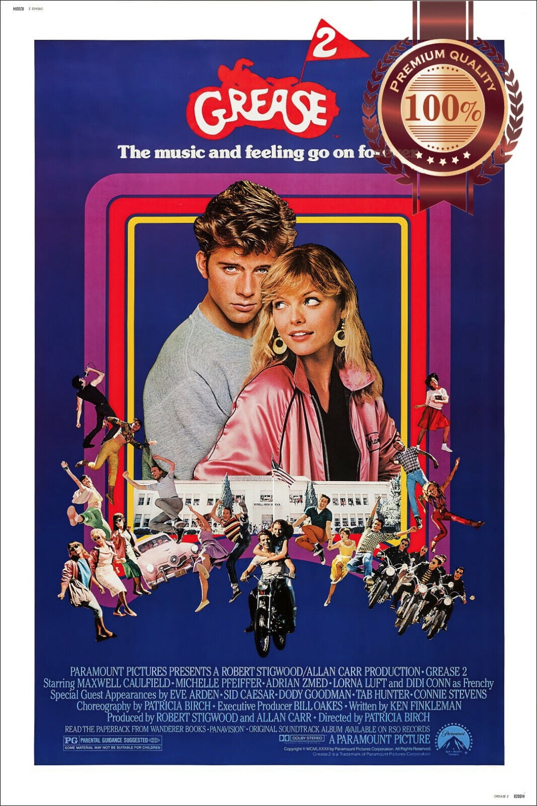 POSTER GREASE 2 1982 80s MUSICAL ORIGINAL CINEMA ART MOVIE FILM PRINT ...