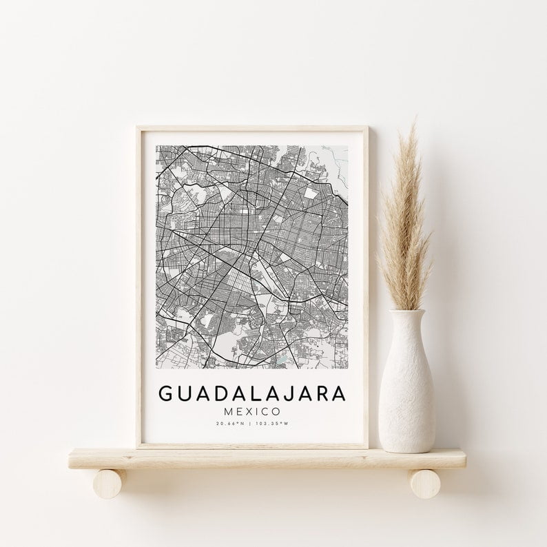 POSTER GUADALAJARA City Map, Minimalist Map, Mexico Map Print, City Map ...