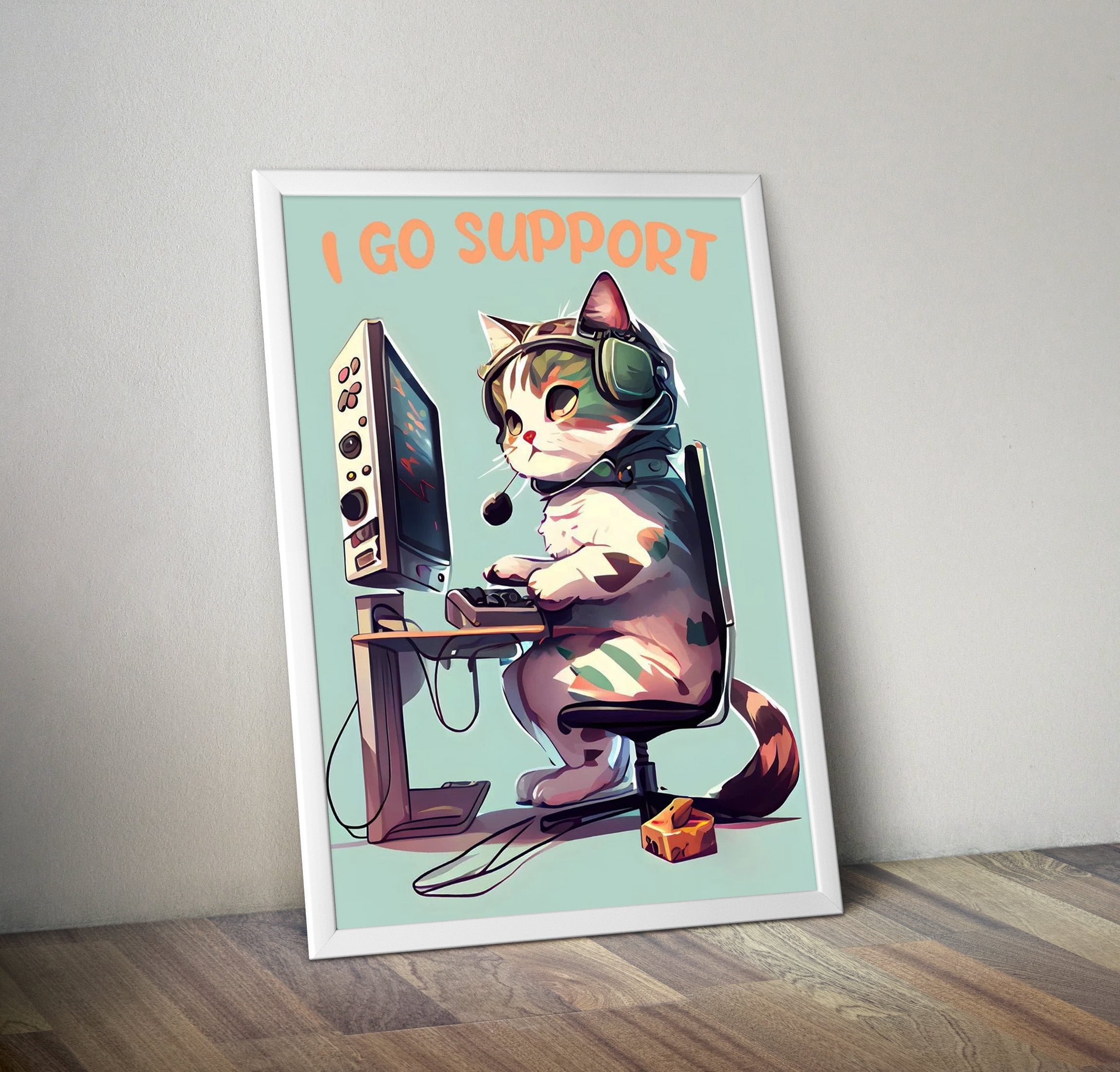 POSTER Gamer Cat Support Poster Gaming Animals Gamer Animals Gaming ...