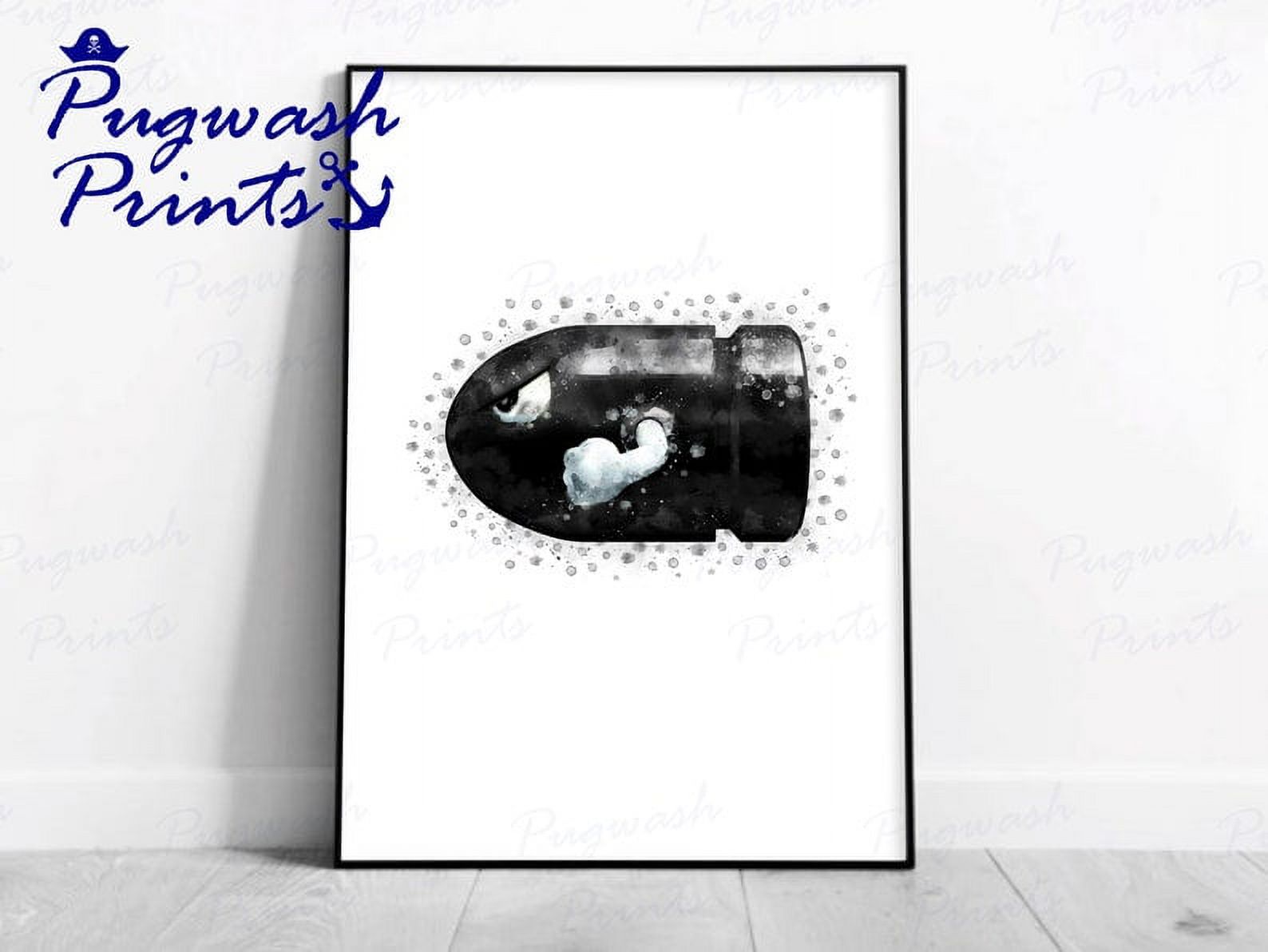 Poster Gaming Print 'BULLET BILL' Mario Watercolour Splash Art, Gaming ...
