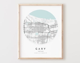 POSTER Gary Map Print, Gary Map Poster City Wall Art, In Road Map ...