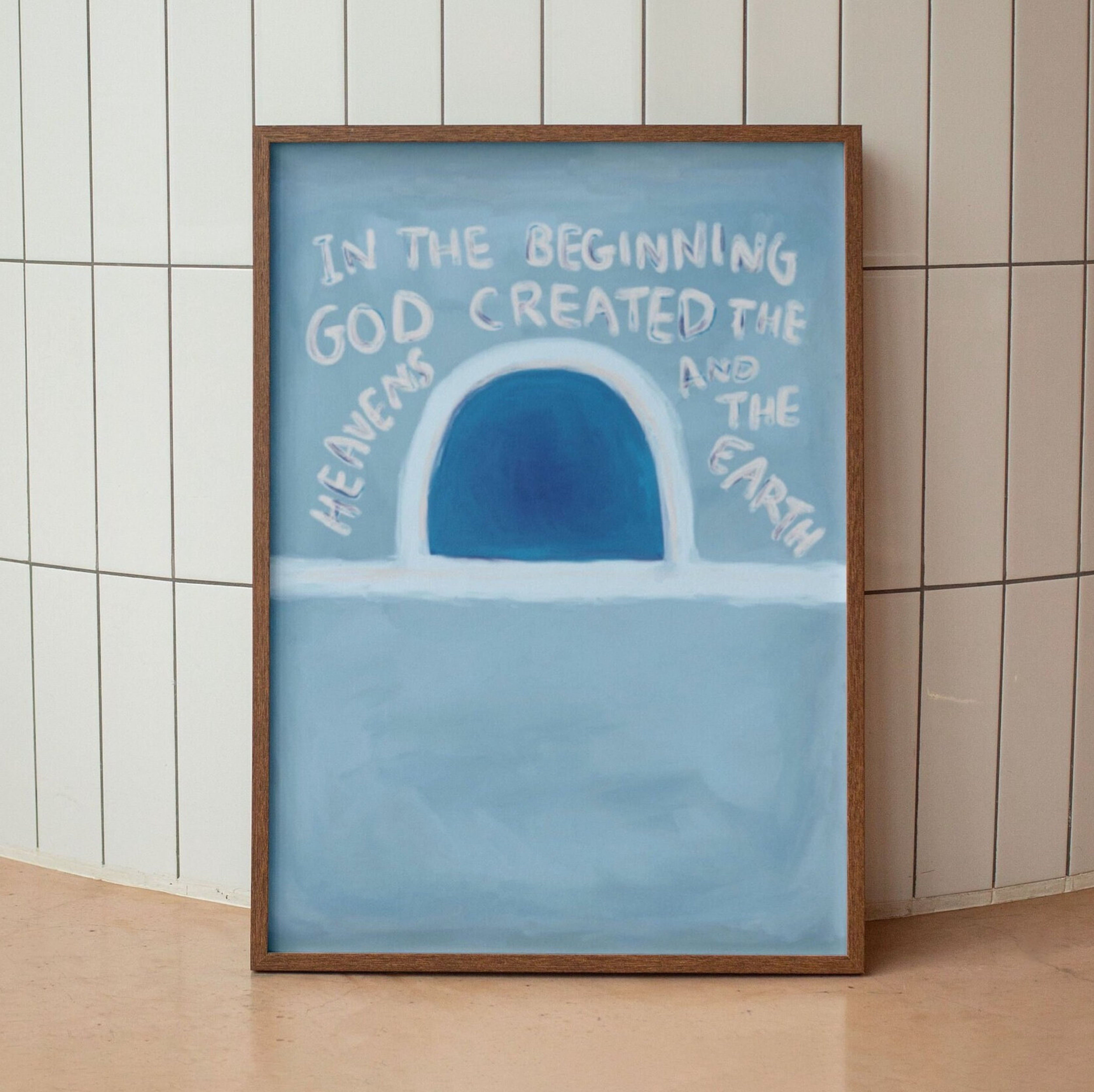 POSTER Genesis 1:1 In the Beginning God Created Modern Bible Verse Art ...