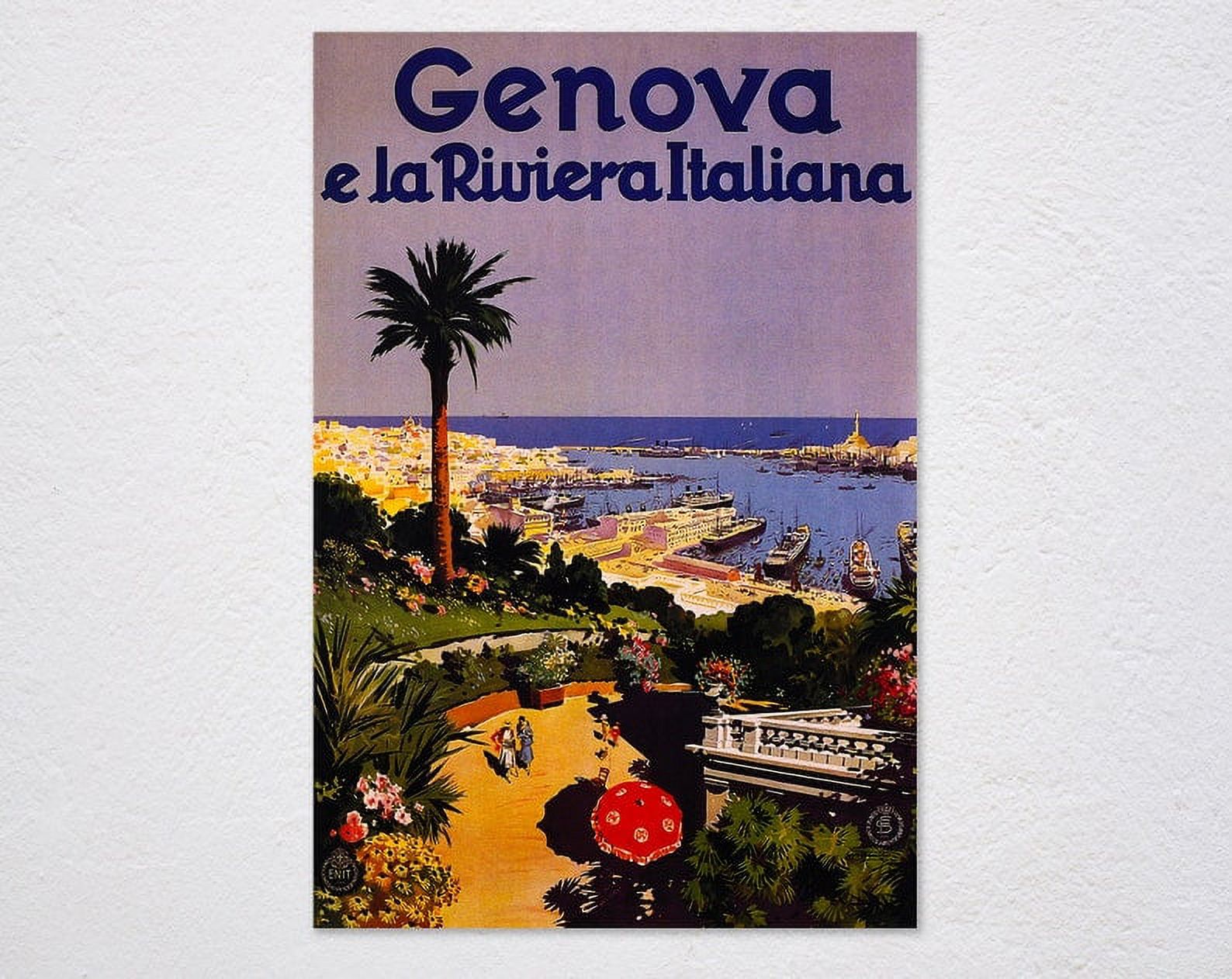 POSTER Genova Port Of Genoa Italian Riviera Summer Italy Travel Tourism Vintage Retro Poster ...