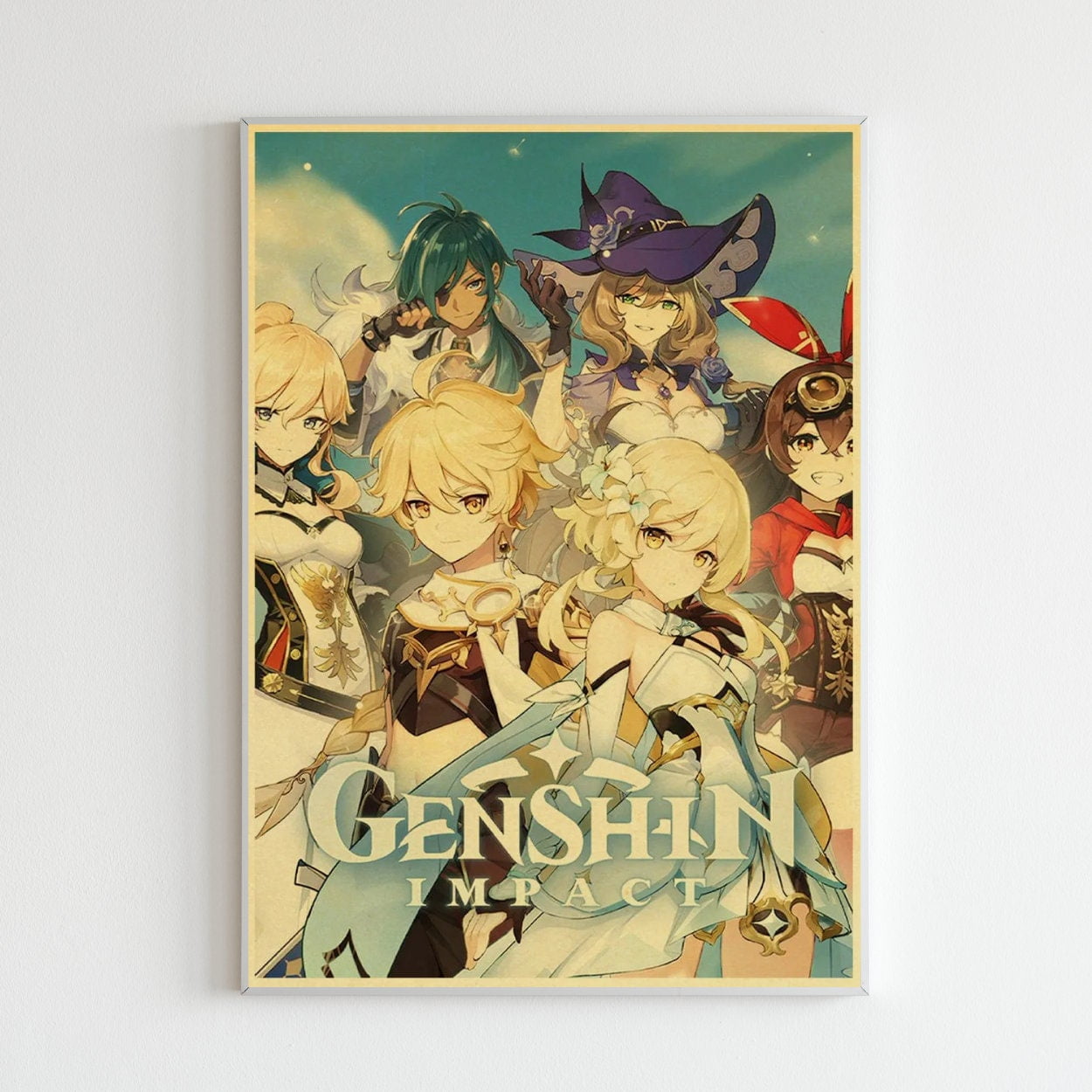 POSTER Genshin Impact Retro Poster, Genshin Impact Wall Art, Game ...