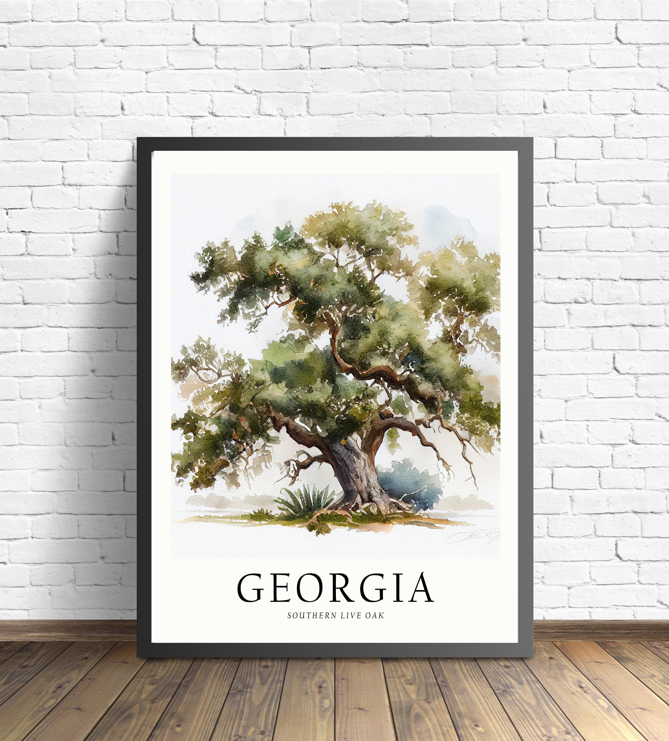 POSTER Georgia State Tree Art Print, Southern Live Oak Tree Wall Art ...
