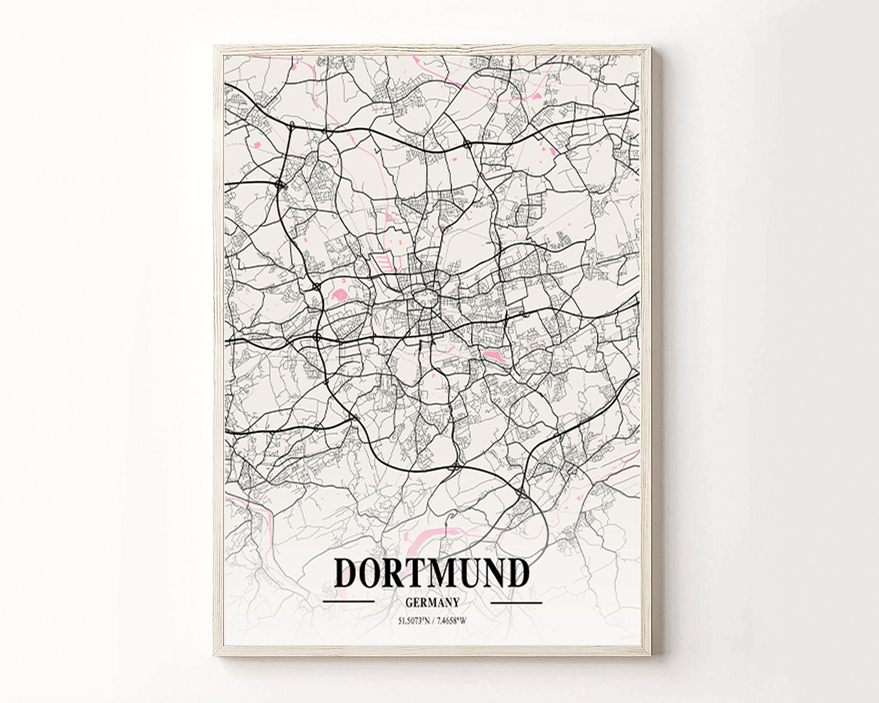POSTER Germany Map Print, Dortmund Map, Dortmund Poster, Germany Gifts ...