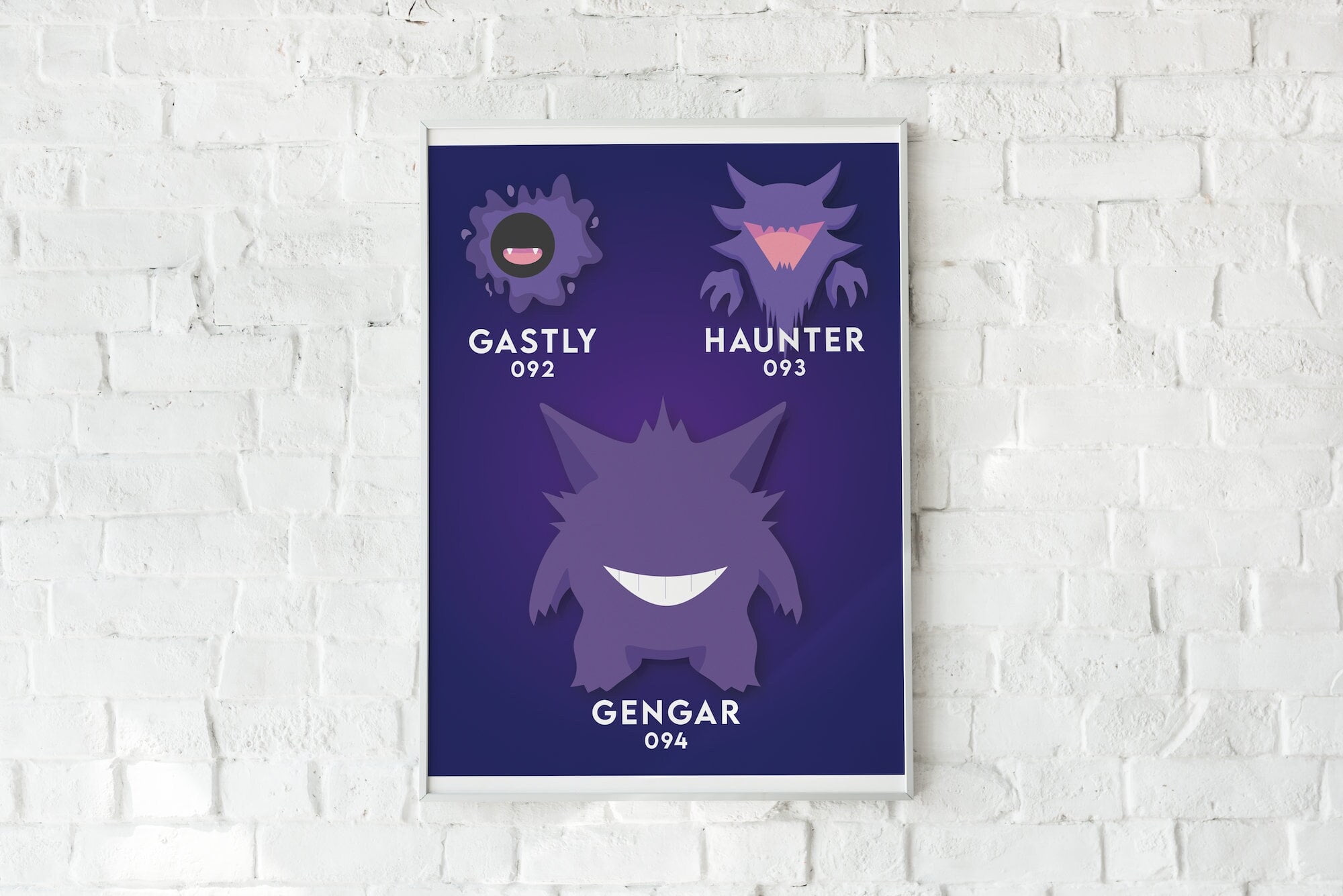 POSTER Ghost Pokemon, Pokedex Evolution Gastly, Haunter, Gengar, Poster ...
