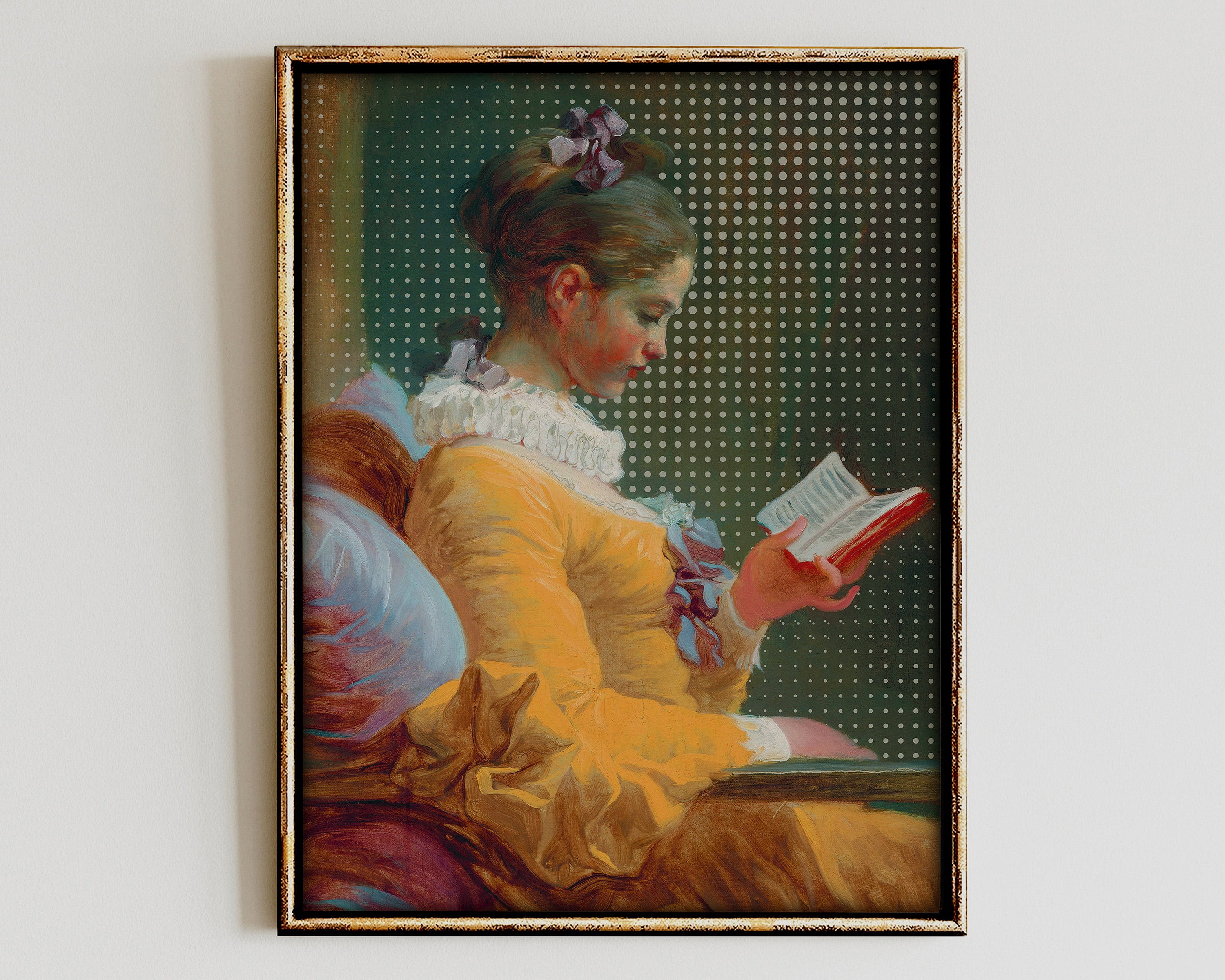 POSTER Girl Reading Print, Literary Art Prints, Grandmillennial Art ...